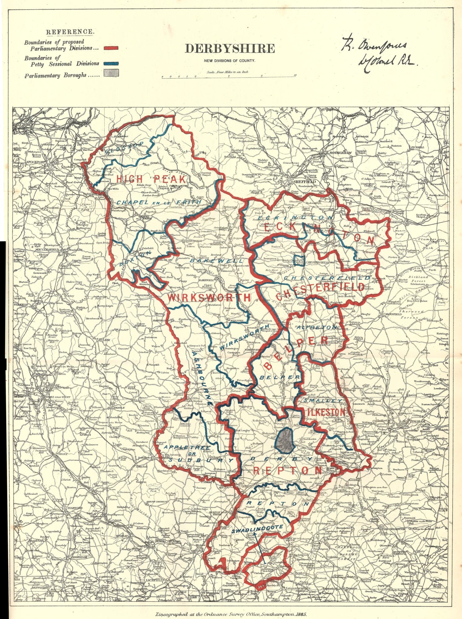 Derbyshire antique map Boundary Commission 1885 – Maps and Antique Prints