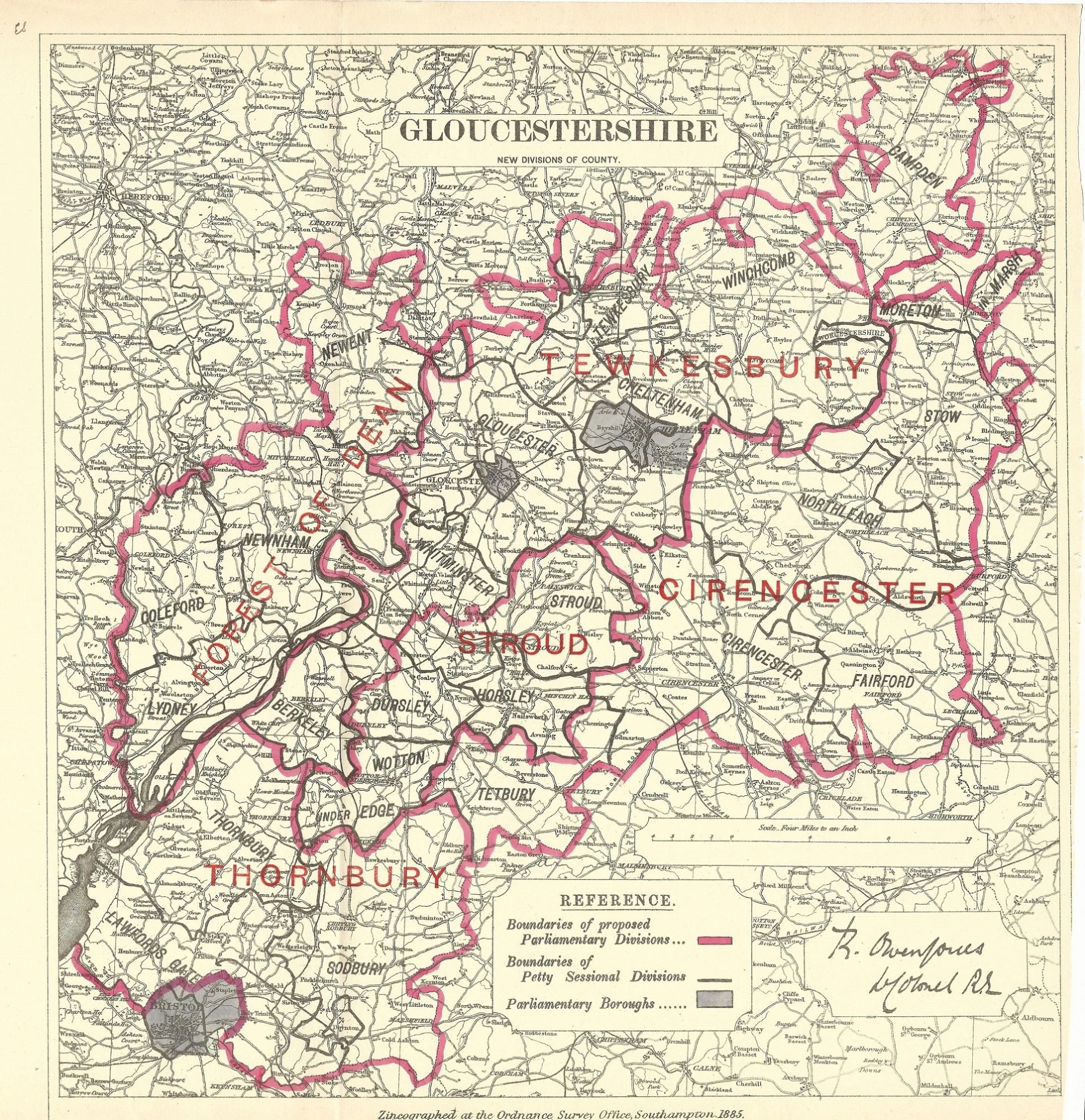 Gloucestershire antique map Boundary Commission 1885 – Maps and Antique ...