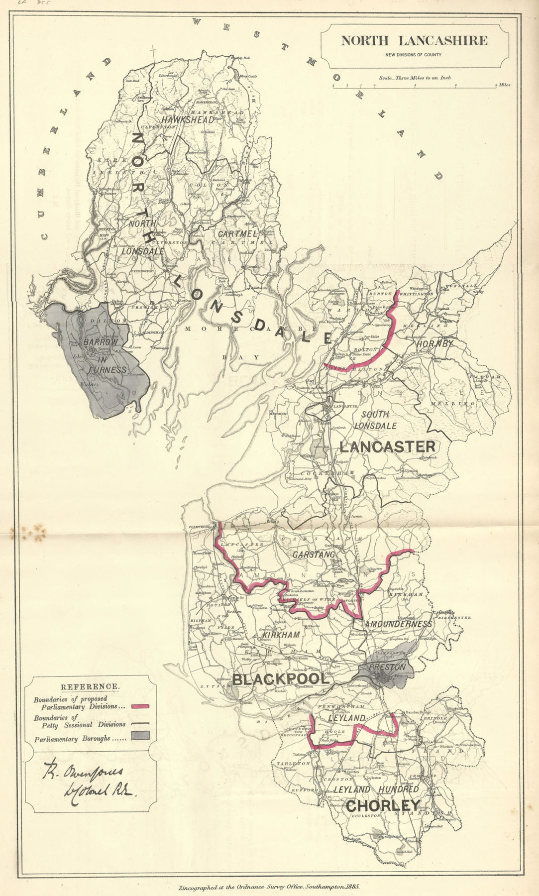 Lancashire antique map Boundary Commission 1885 – Maps and Antique Prints