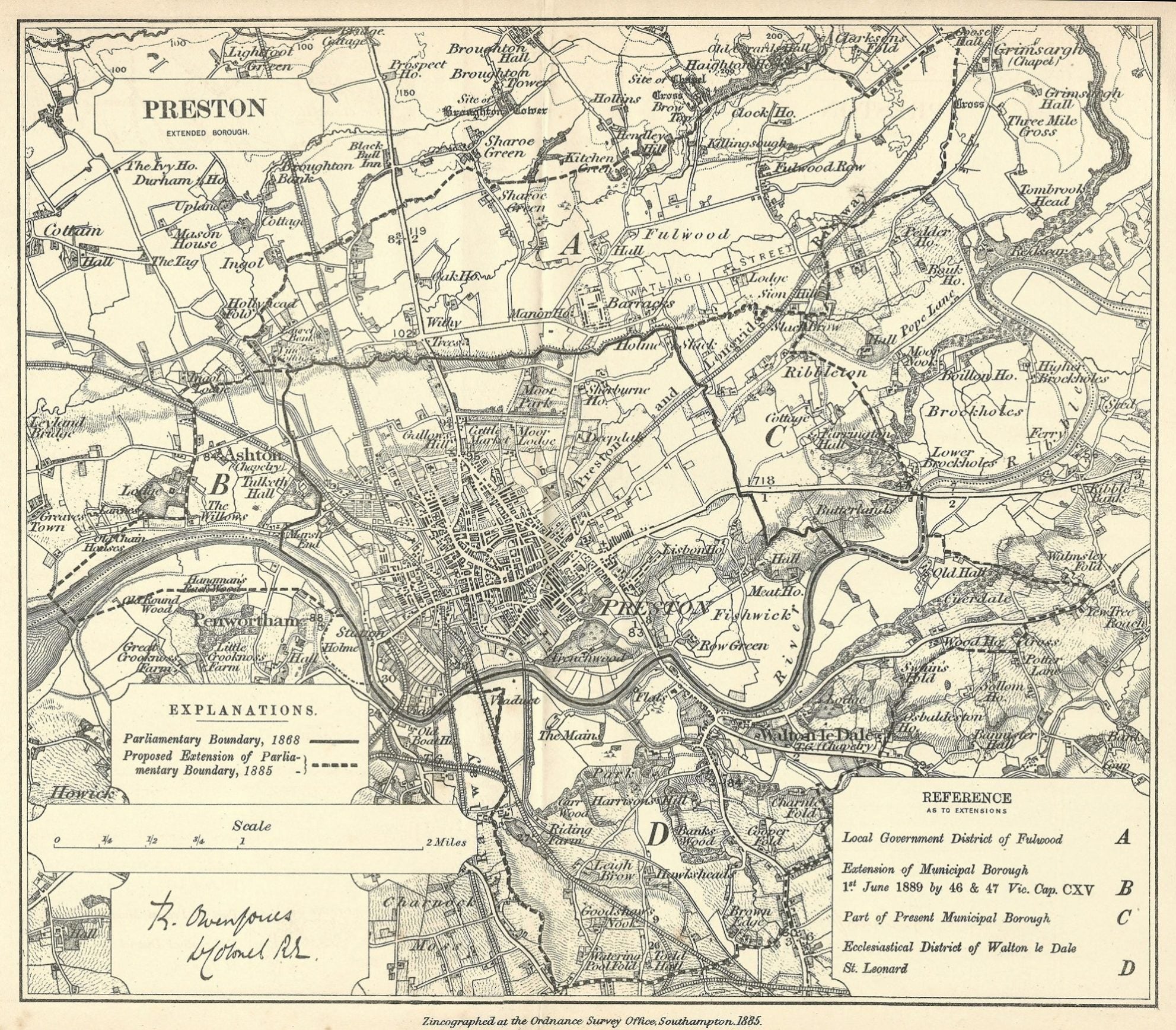 Preston Lancashire antique map Boundary Commission 1885 – Maps and ...