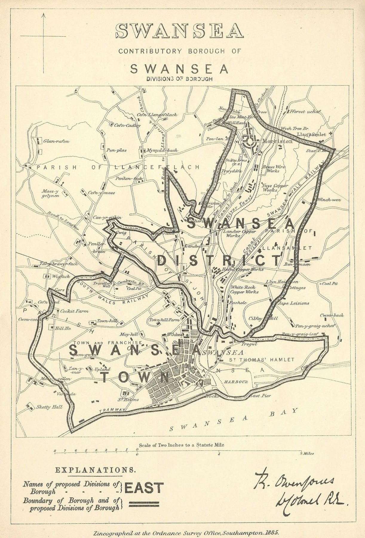 Swansea Wales antique map Boundary Commission 1885 – Maps and Antique ...