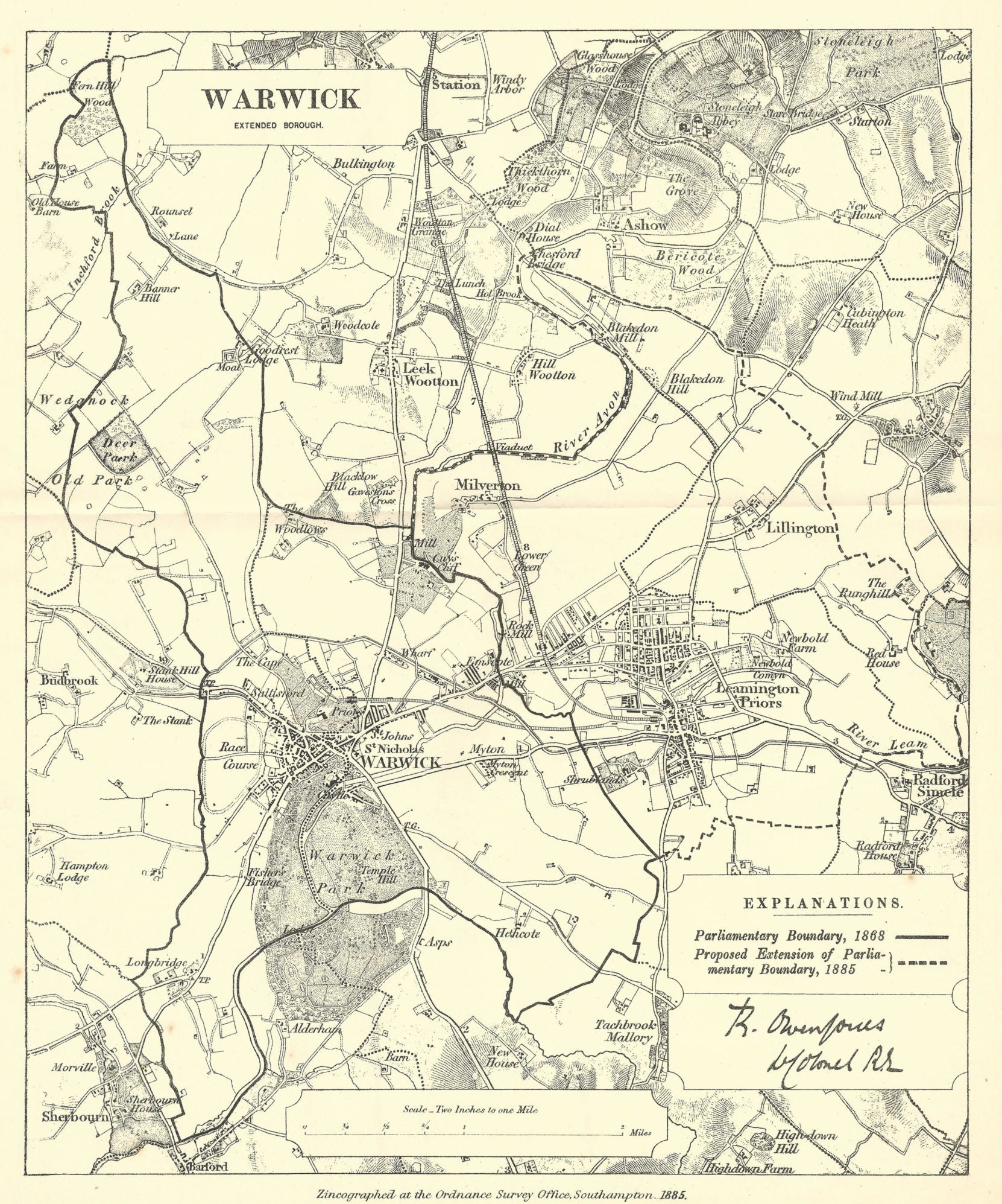 Warwick antique map Ordnance Survey 1885 – Maps and Antique Prints