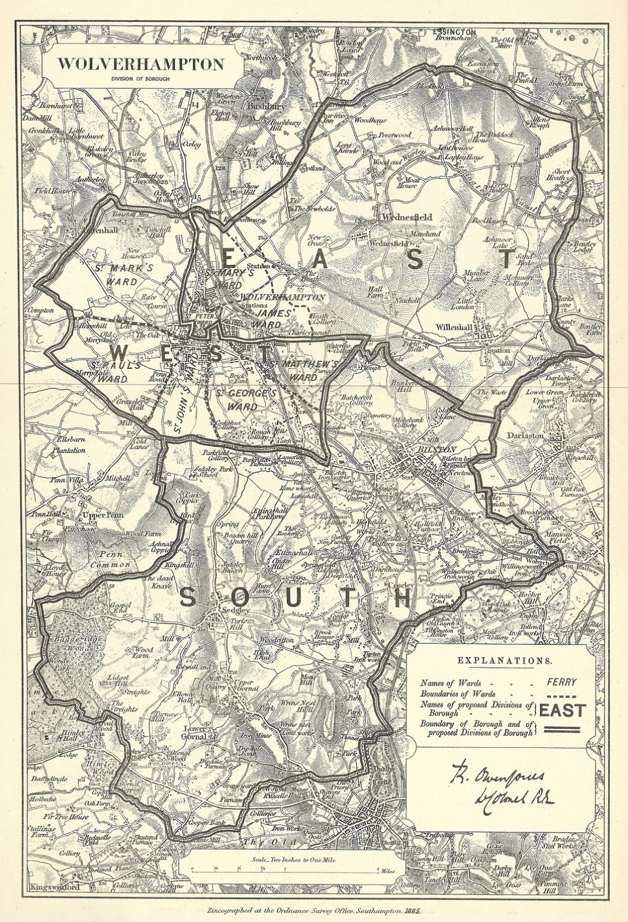 Wolverhampton antique map Boundary Commission 1885 – Maps and Antique Prints