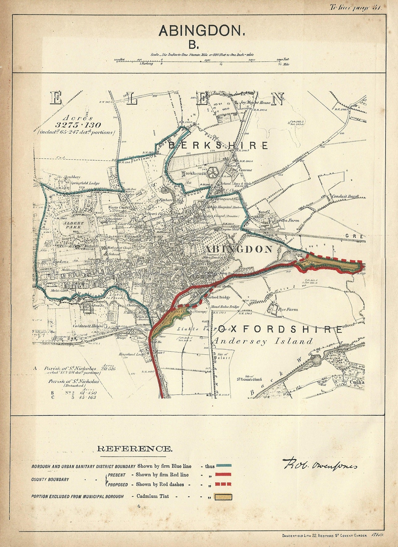 Abingdon Oxfordshire Boundary Commission antique map 1888 – Maps and ...