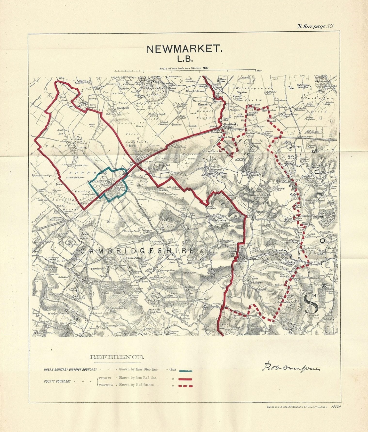 Newmarket antique map Ordnance Survey Boundary Commission 1888 – Maps and Antique Prints