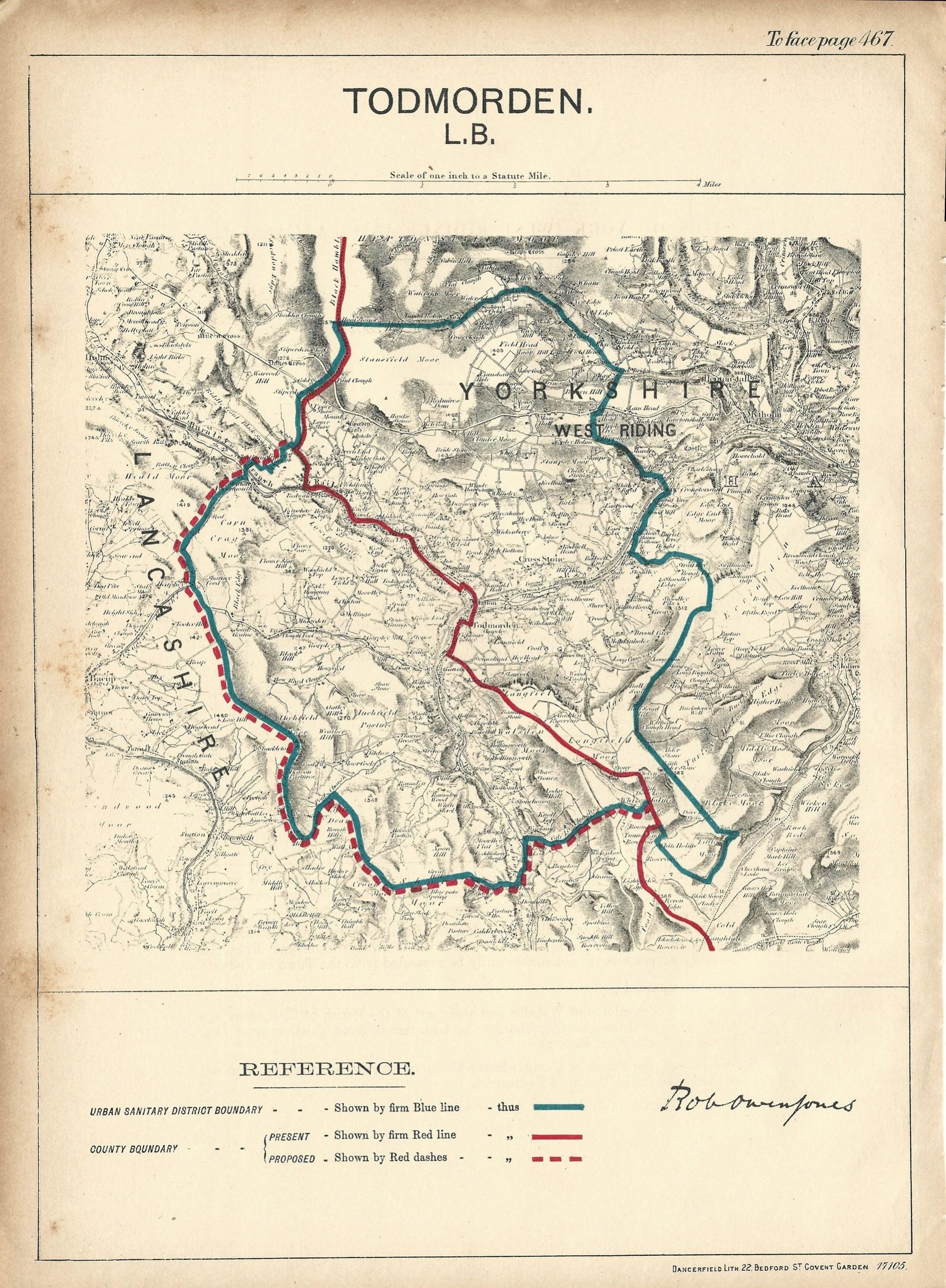 Todmorden Yorkshire antique map Ordnance Survey 1888 – Maps and Antique ...