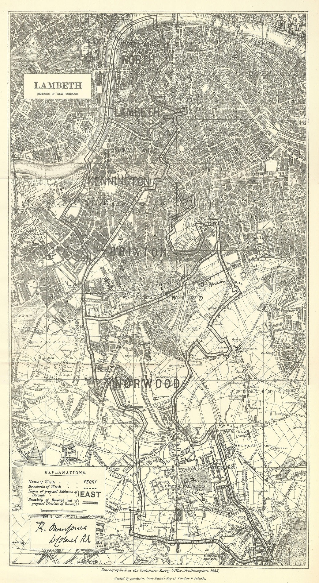 Lambeth antique map Ordnance Survey published 1885 – Maps and Antique ...