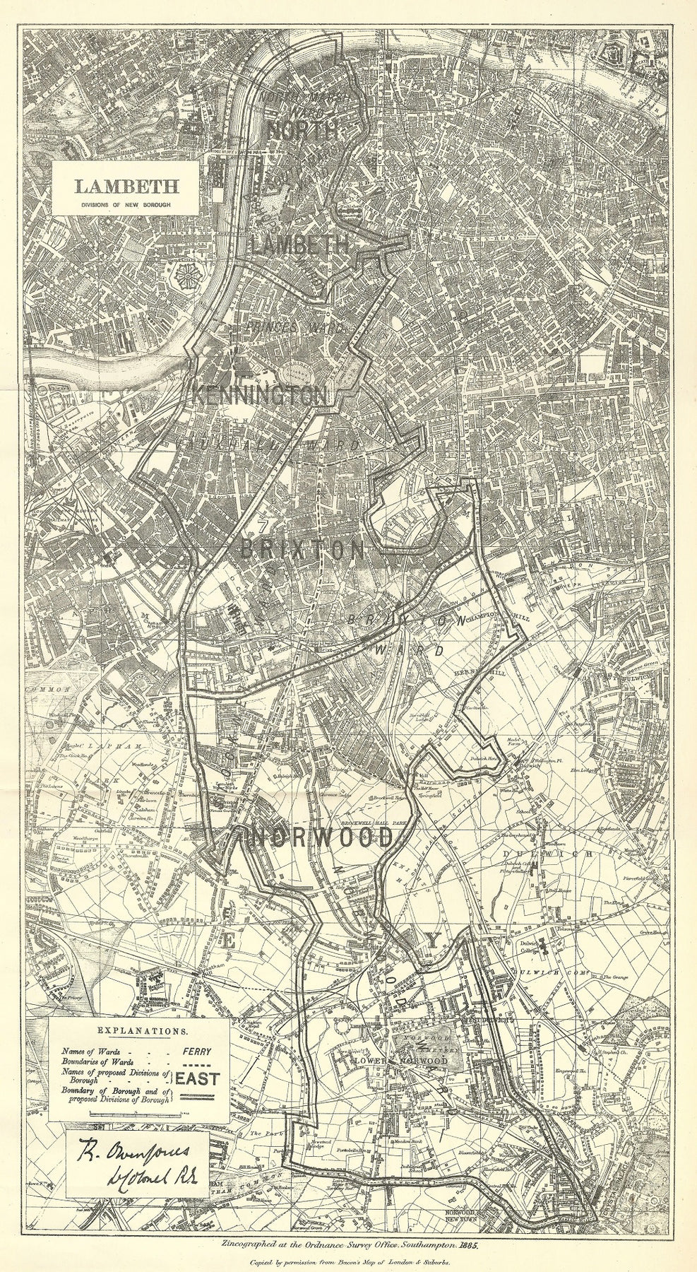 Lambeth antique map Ordnance Survey published 1885 – Maps and Antique ...