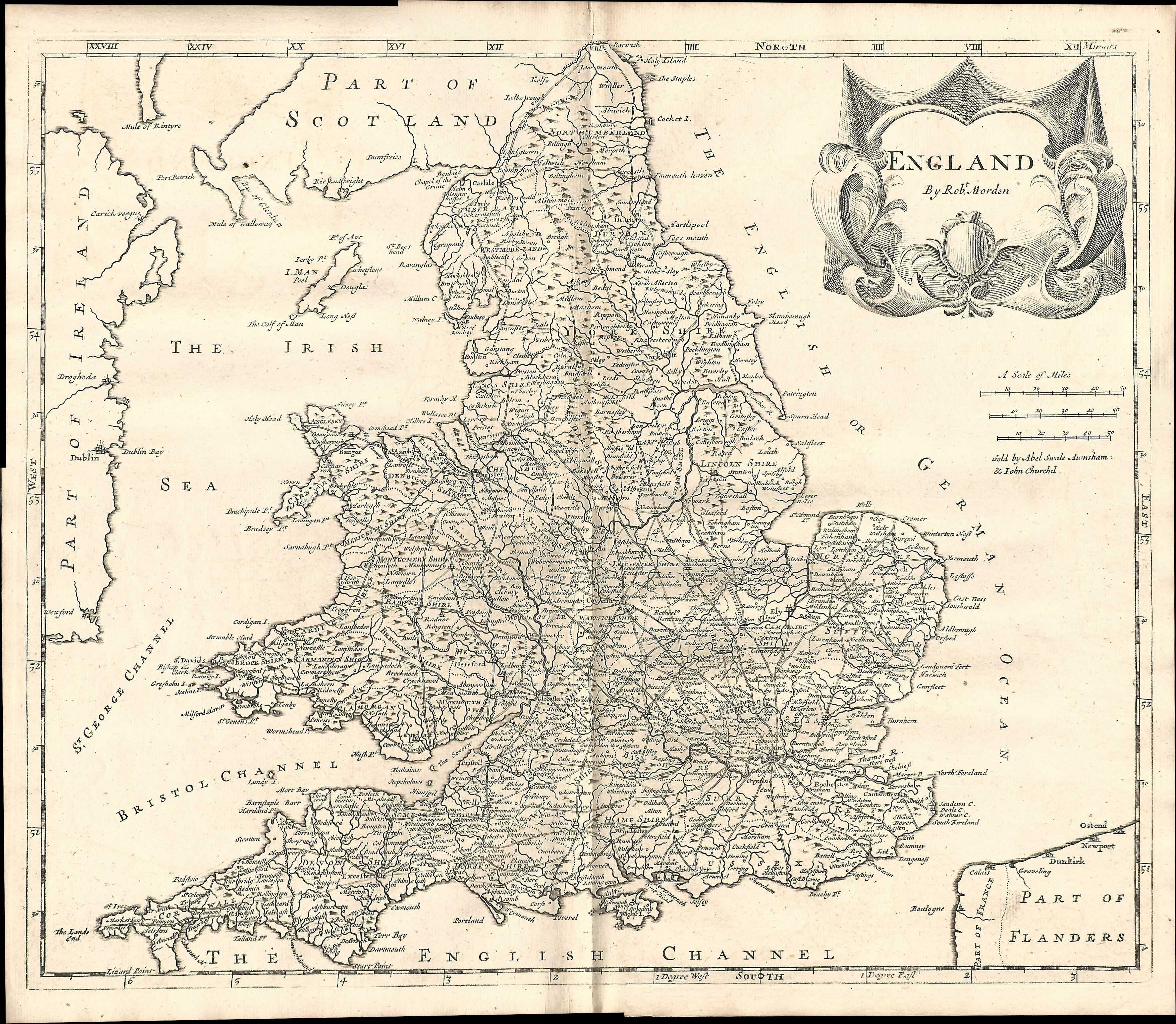 England antique map by Robert Morden published 1753 – Maps and Antique ...