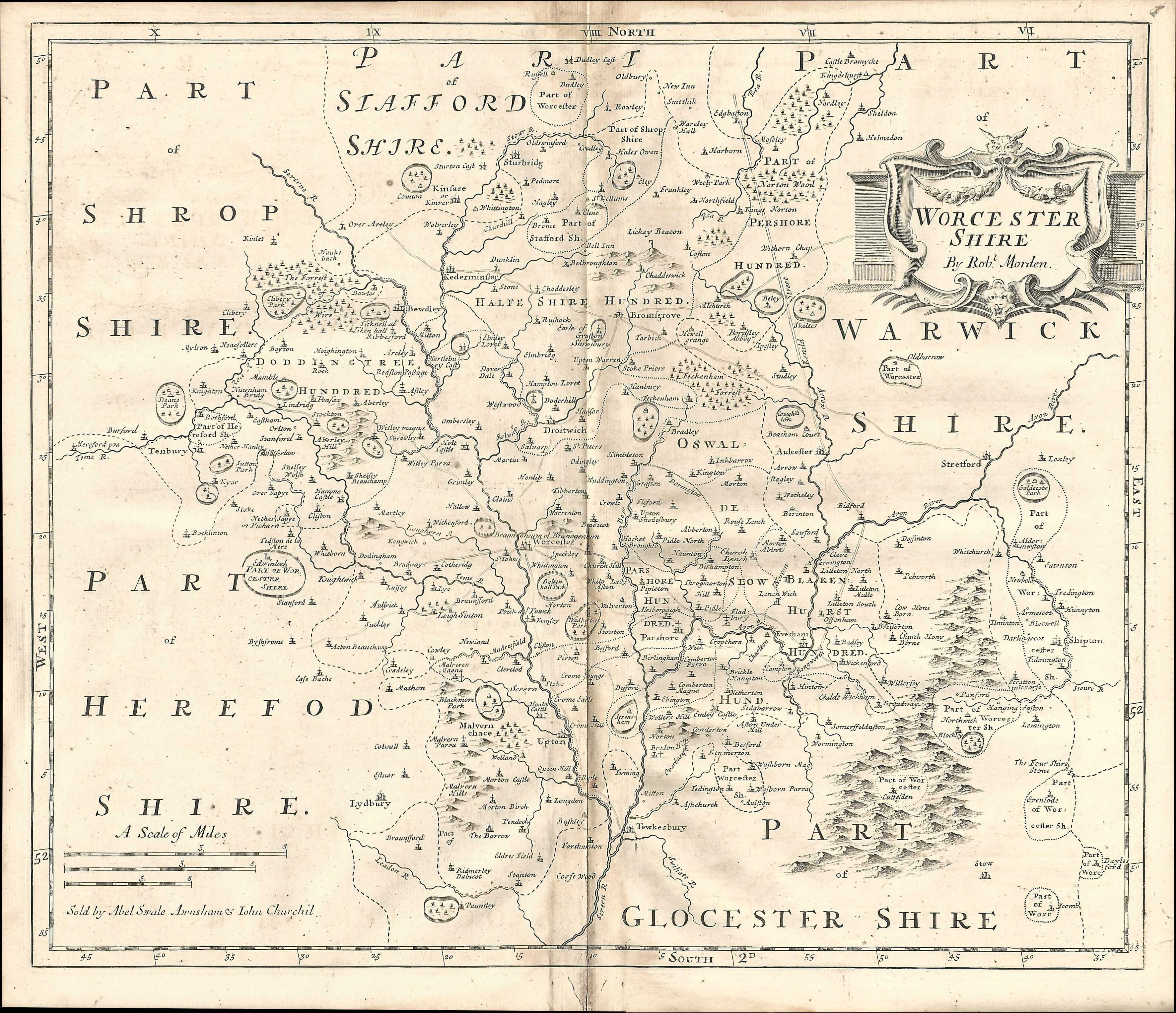 Worcestershire antique map by Robert Morden 1753 – Maps and Antique Prints