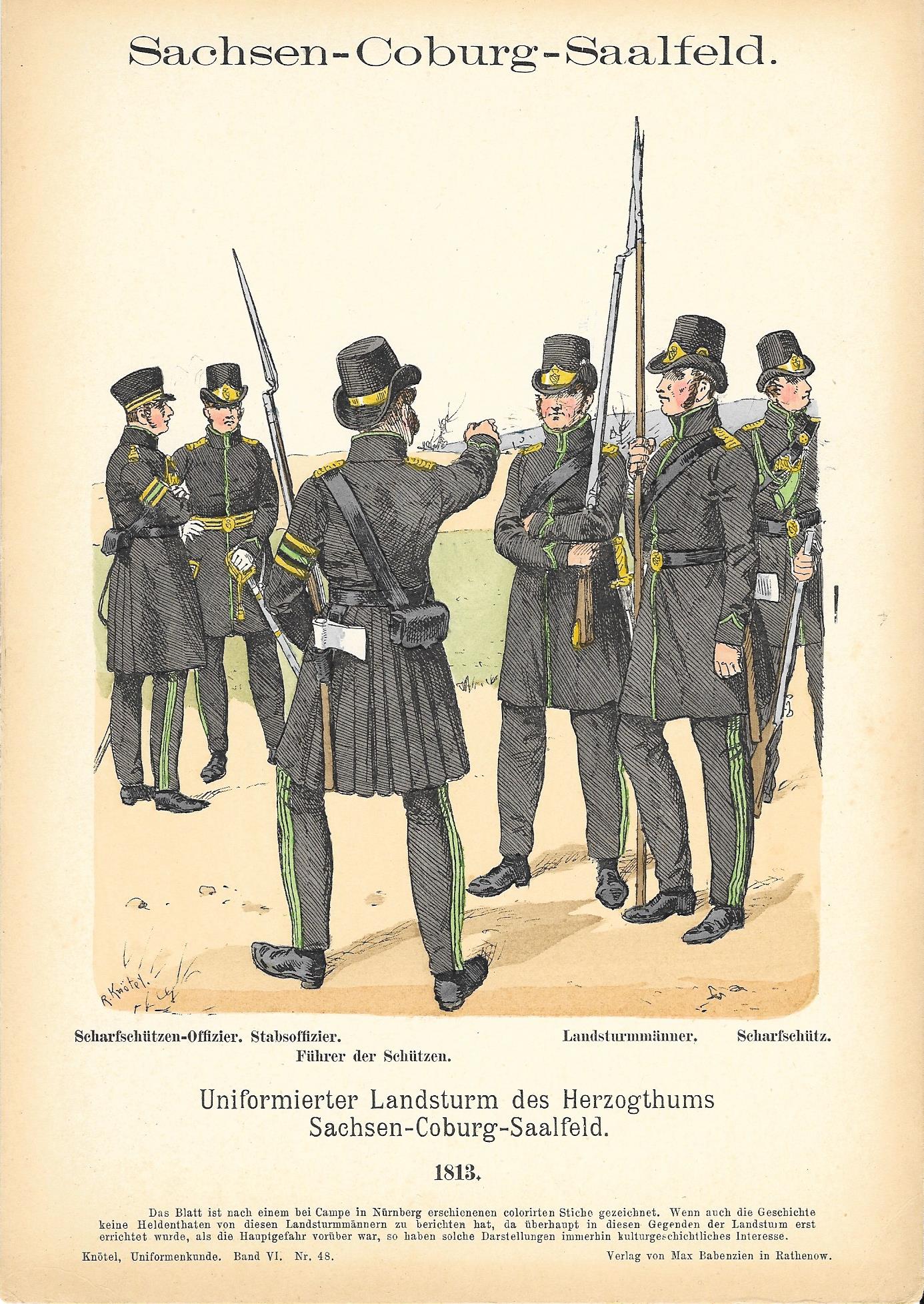 Saxe Coburg Saalfeld soldiers in Napoleonic uniforms antique print 189 ...