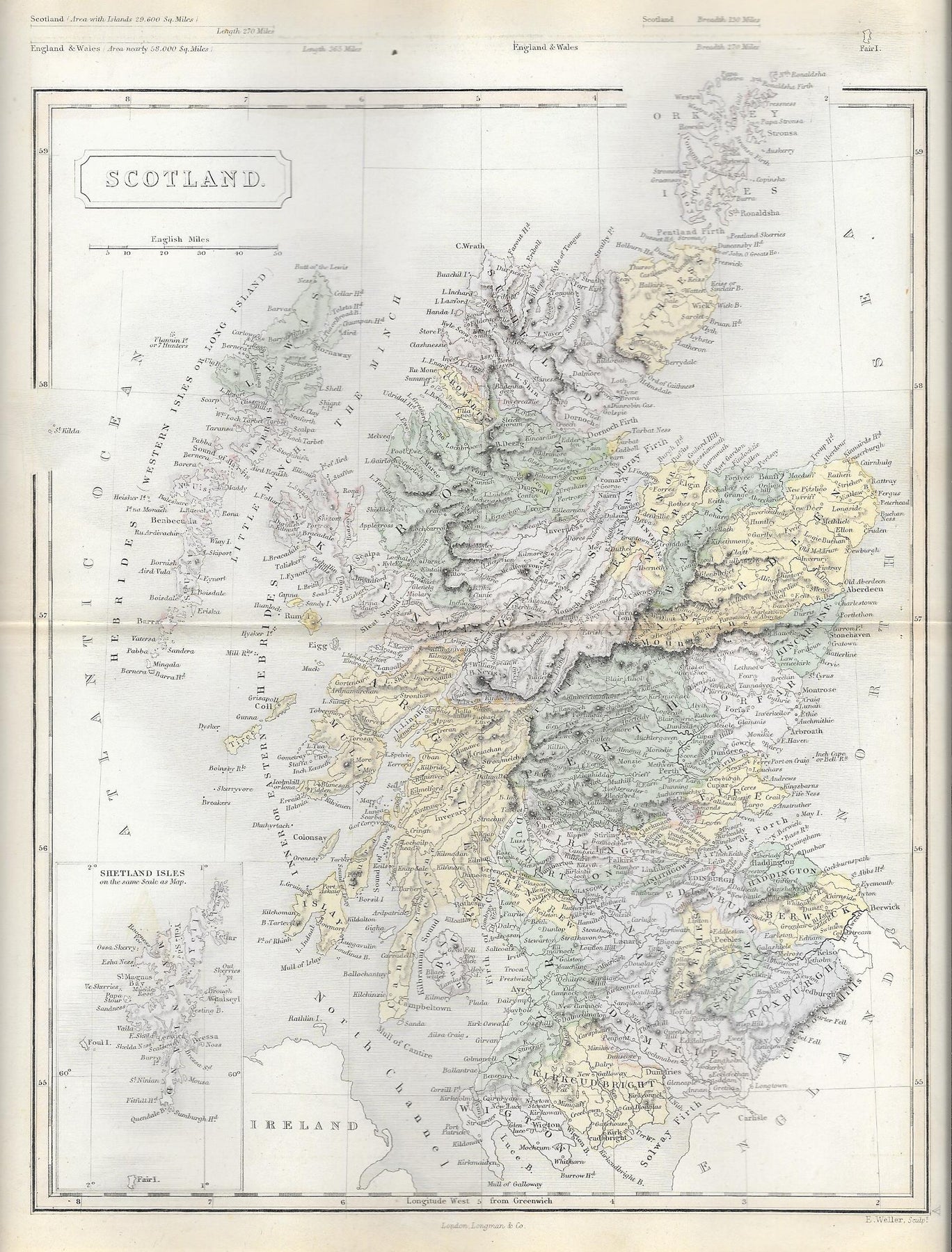 Scotland antique map published 1871 – Maps and Antique Prints