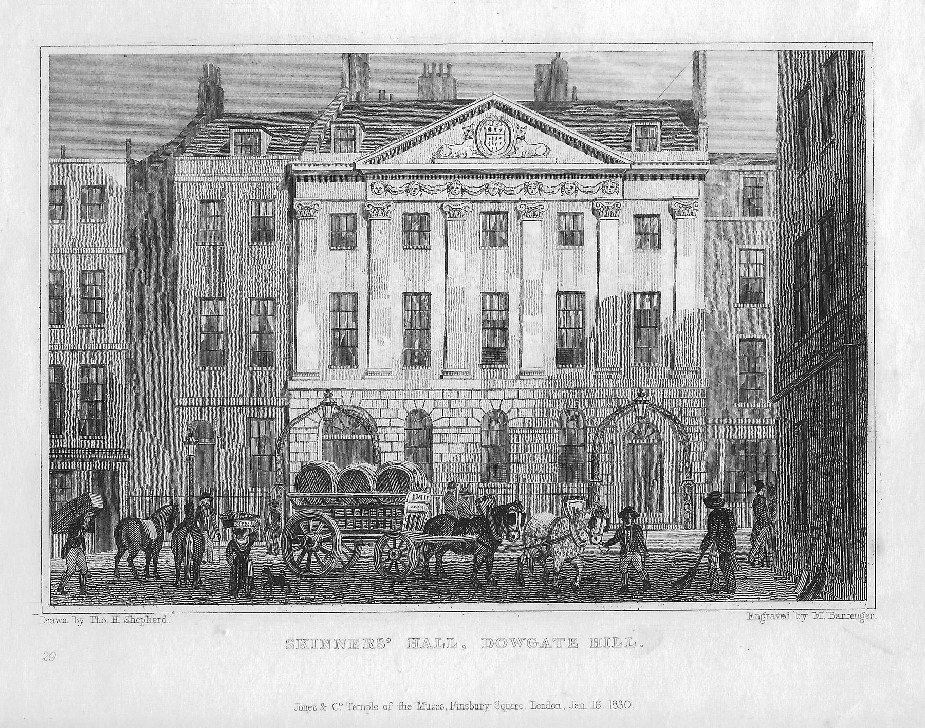 Skinners Hall Dowgate Hill London antique print 1830 – Maps and Antique ...