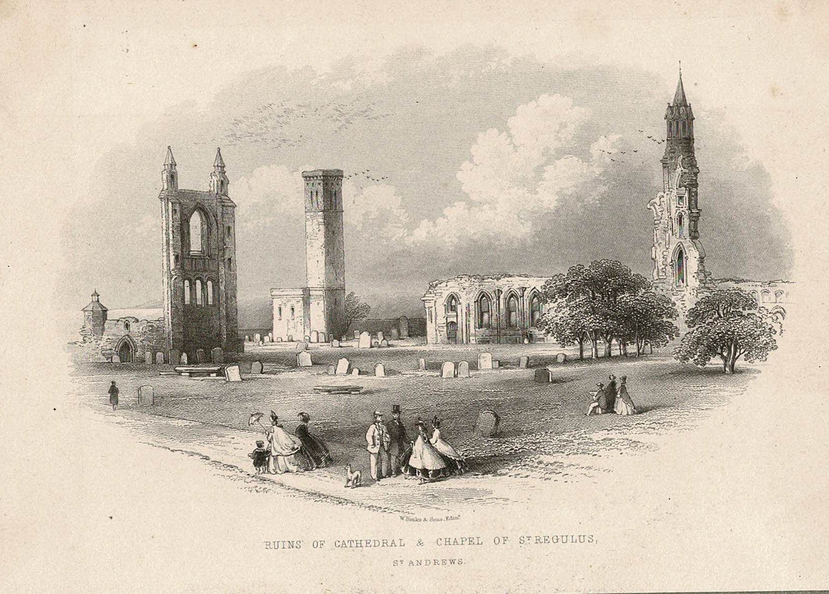 St Andrews Scotland ruins of St Regulus antique print 1850 – Maps and ...