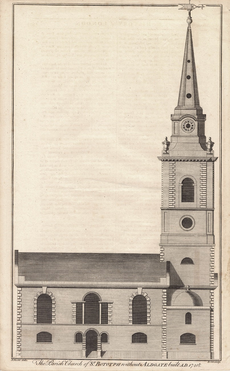St Botolph's without Aldgate antique print – Maps and Antique Prints