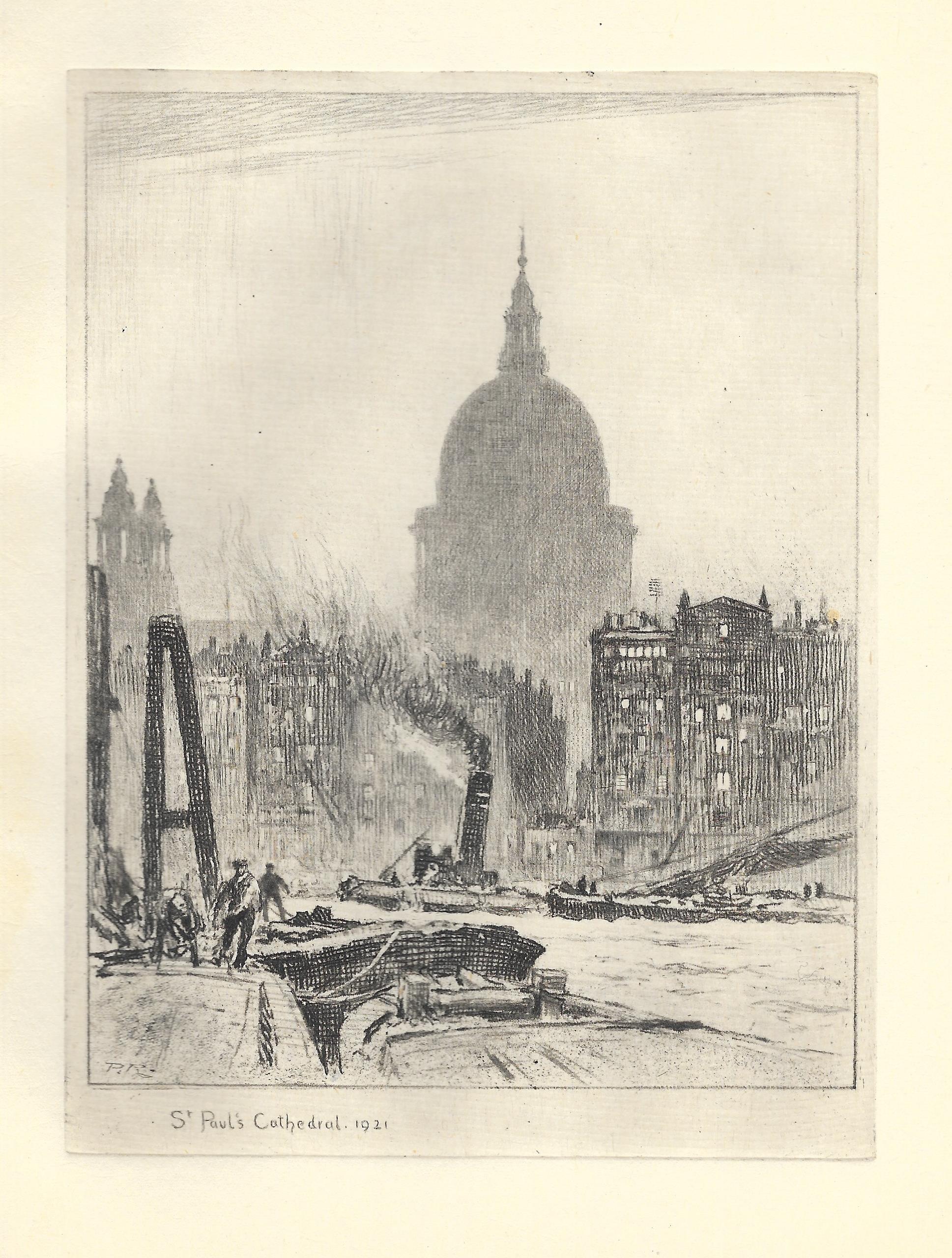 St Paul's Cathedral, London, 1921. Vintage etching by Percy Robertson ...