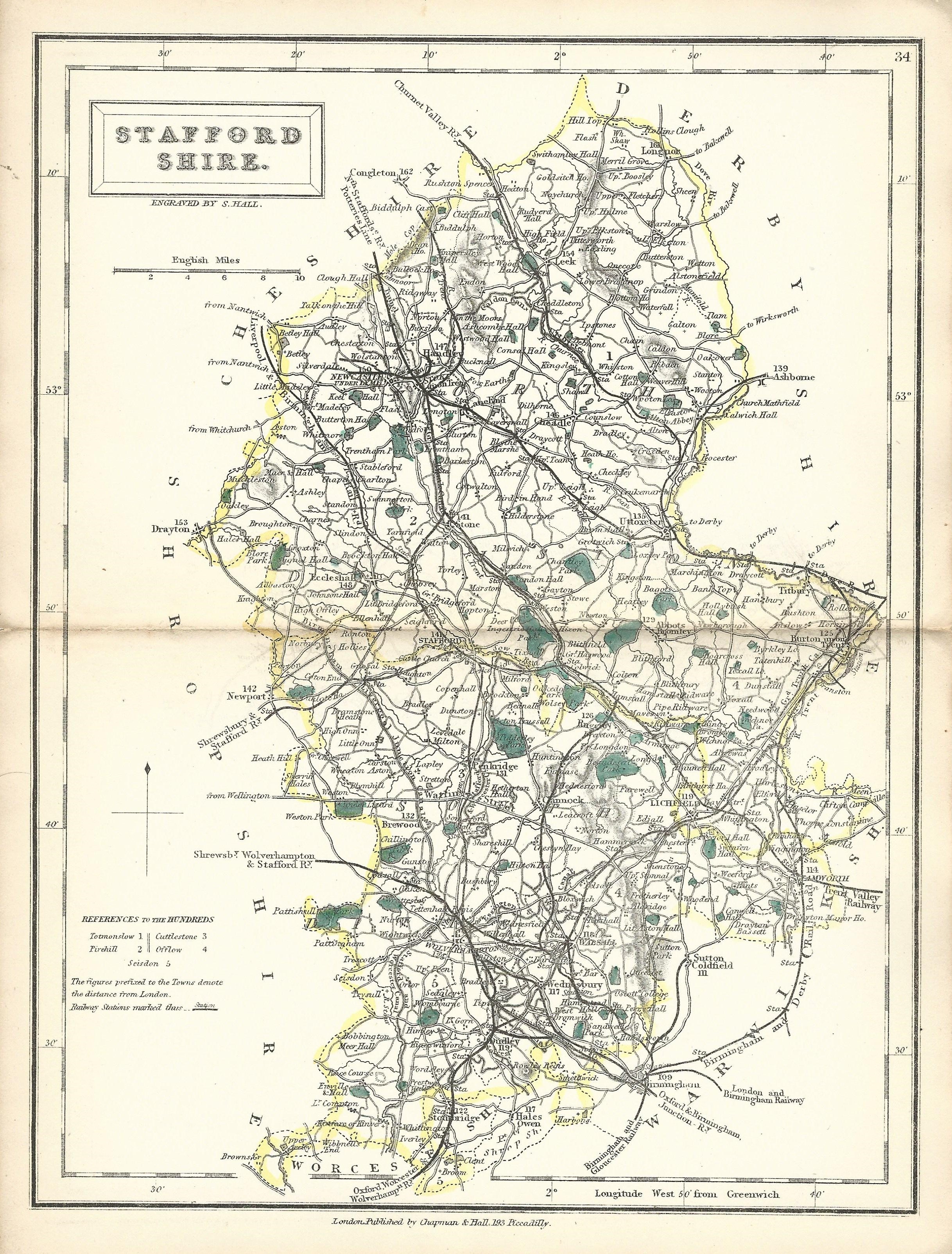 Staffordshire antique map published 1860 – Maps and Antique Prints