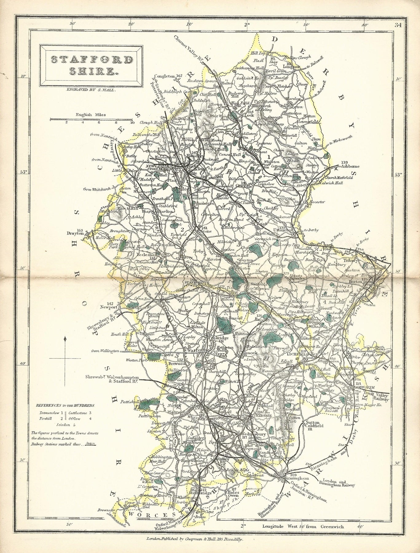 Staffordshire antique map published 1860 – Maps and Antique Prints