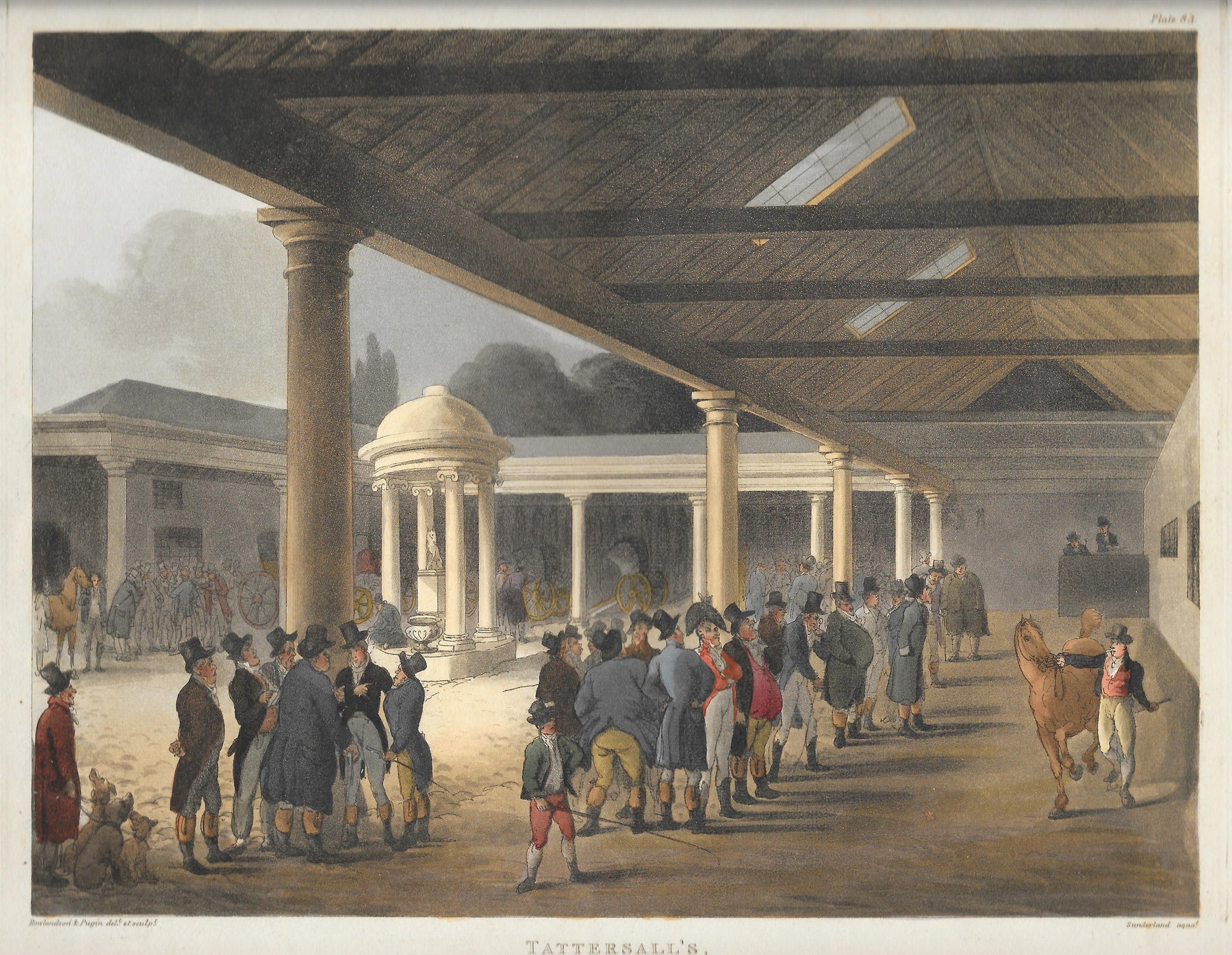 Tattersall's Horse Repository Hyde Park Corner antique print 1809 ...