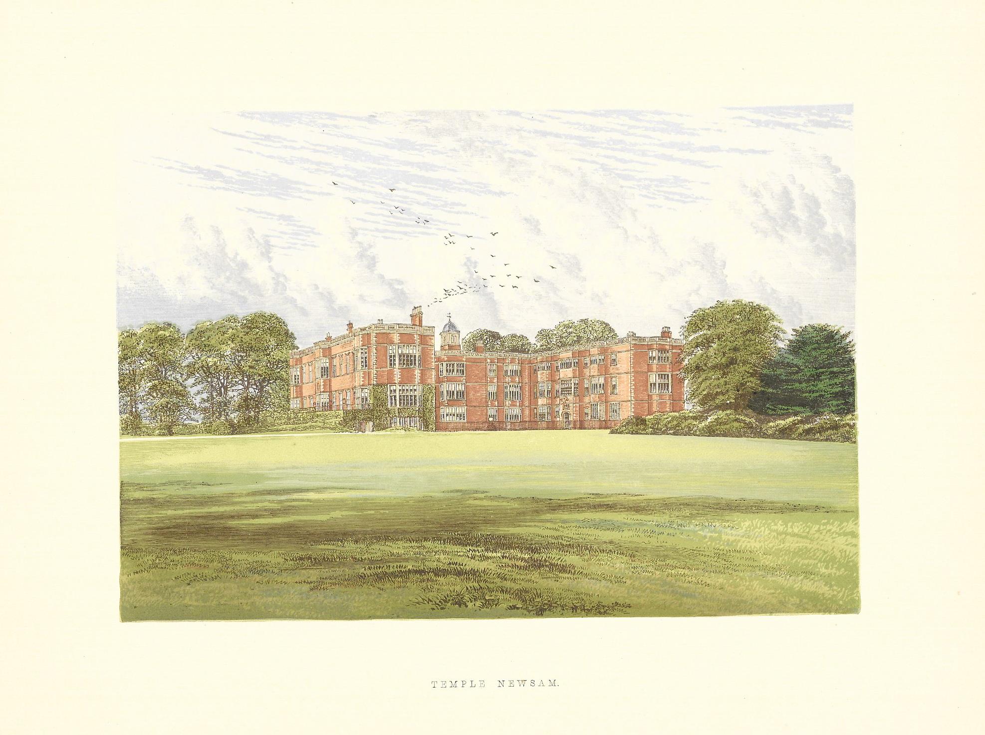 Temple Newsam Yorkshire guaranteed antique print 1880 – Maps and ...