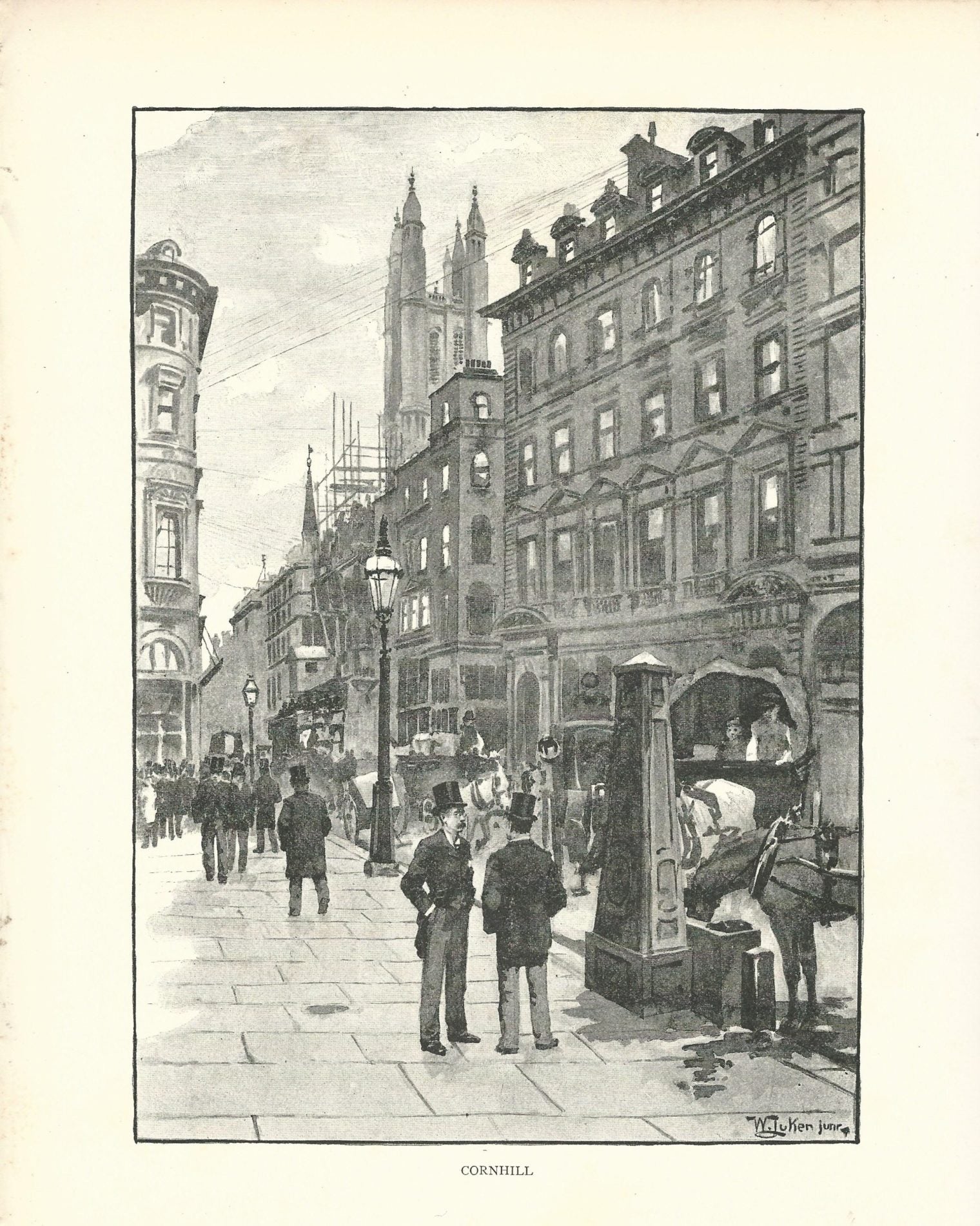 Cornhill water trough in City of London antique print 1890 – Maps and ...