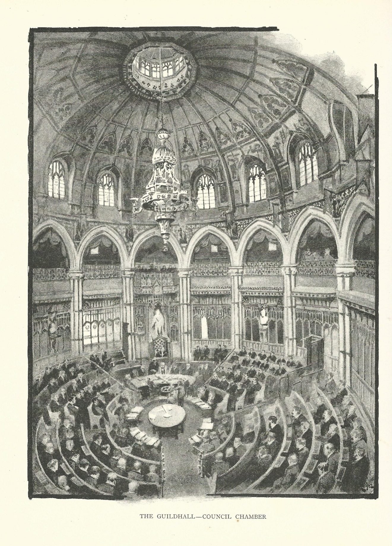 Guildhall Council Chamber City of London antique print published 1890 ...