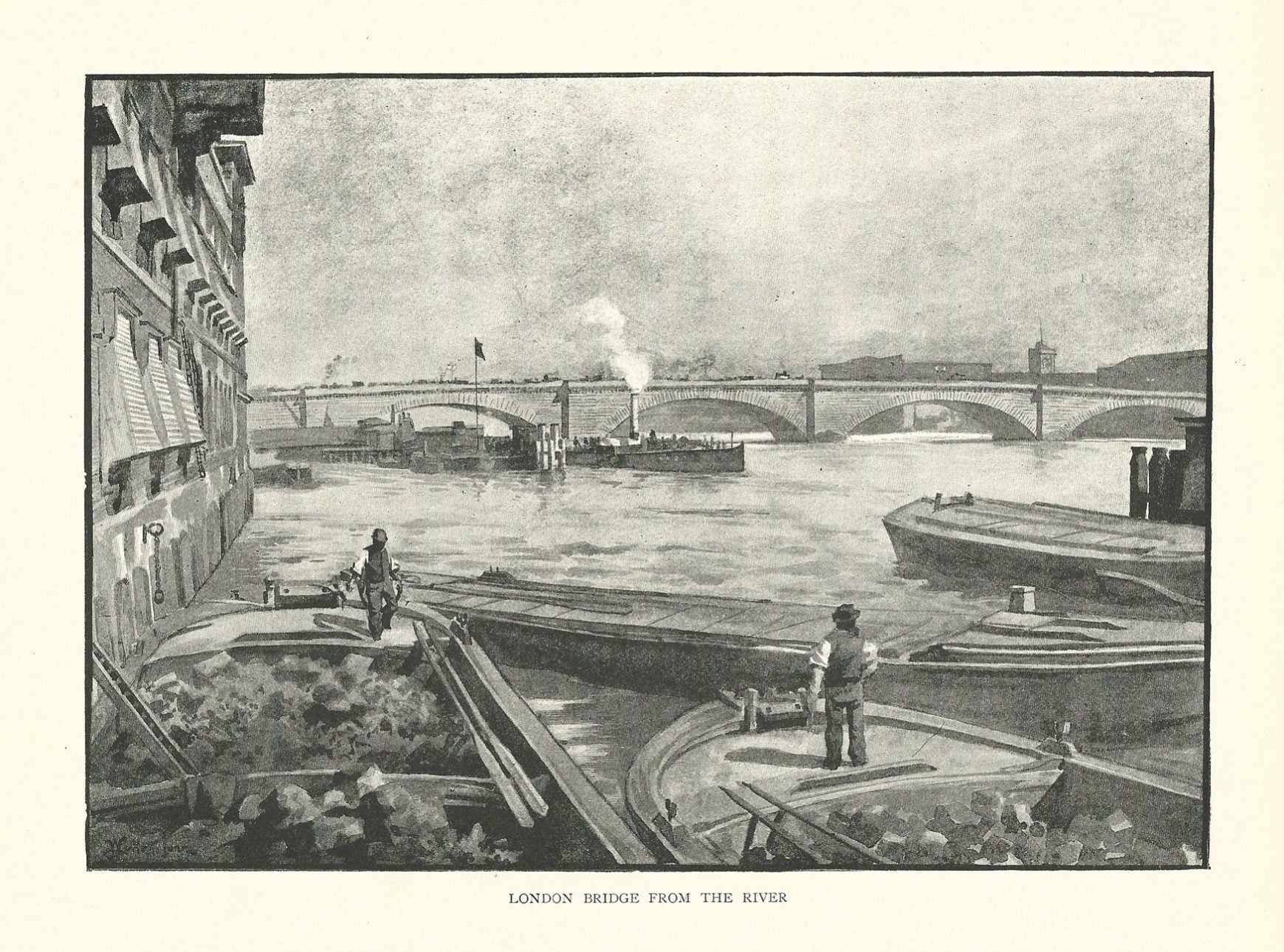 London Bridge from the River Thames antique print 1890 – Maps and ...