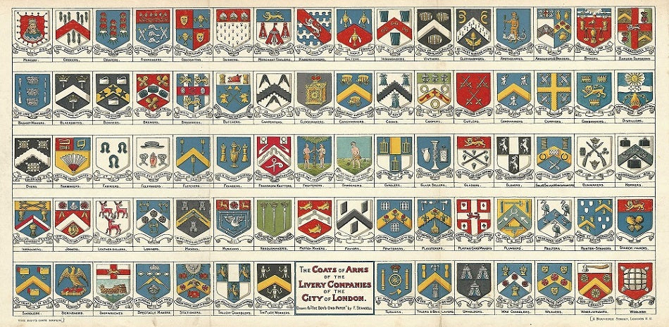 Livery Companies Coats of Arms antique print 1900 – Maps and Antique Prints