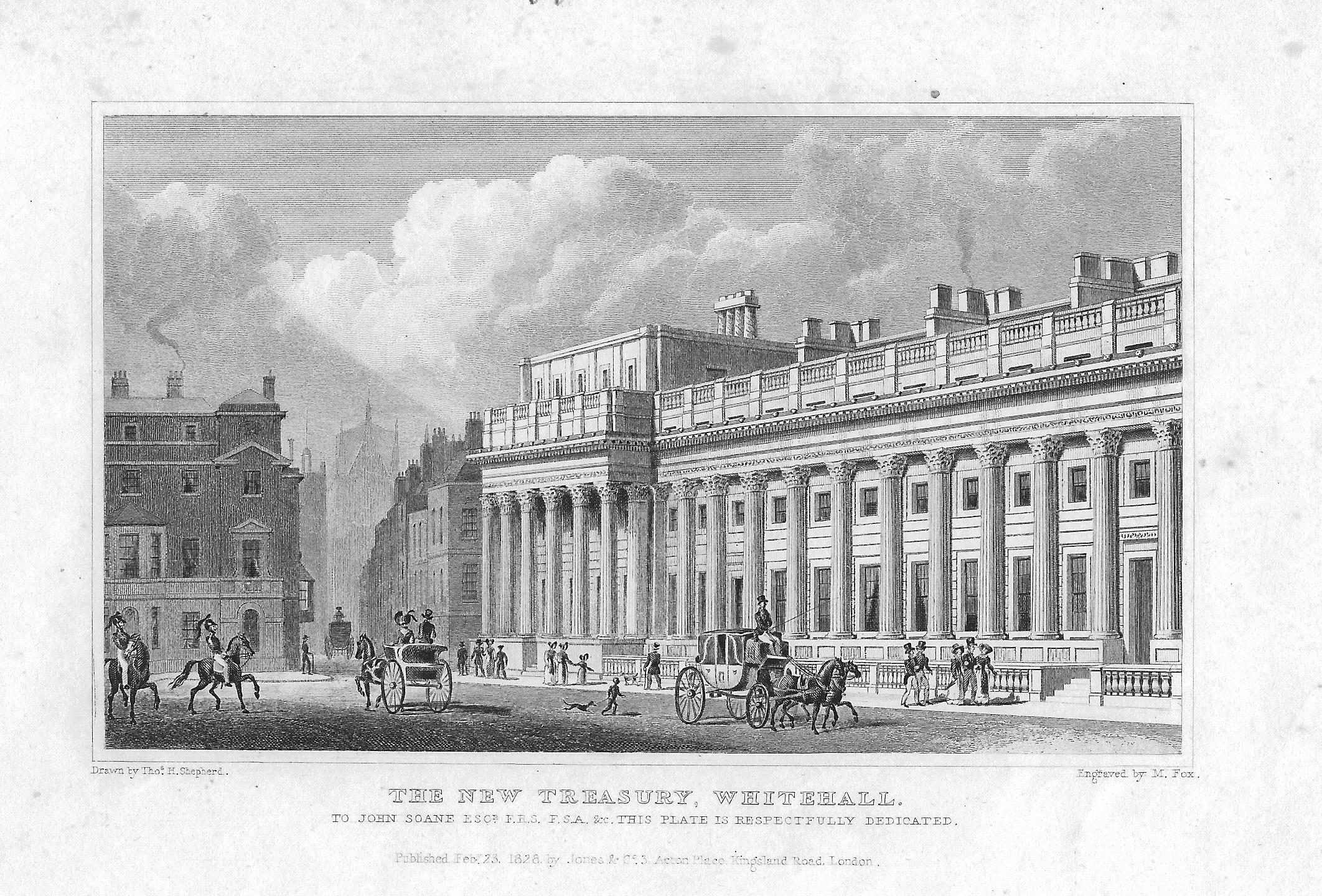 New Treasury Building Whitehall London antique print 1830 – Maps and ...