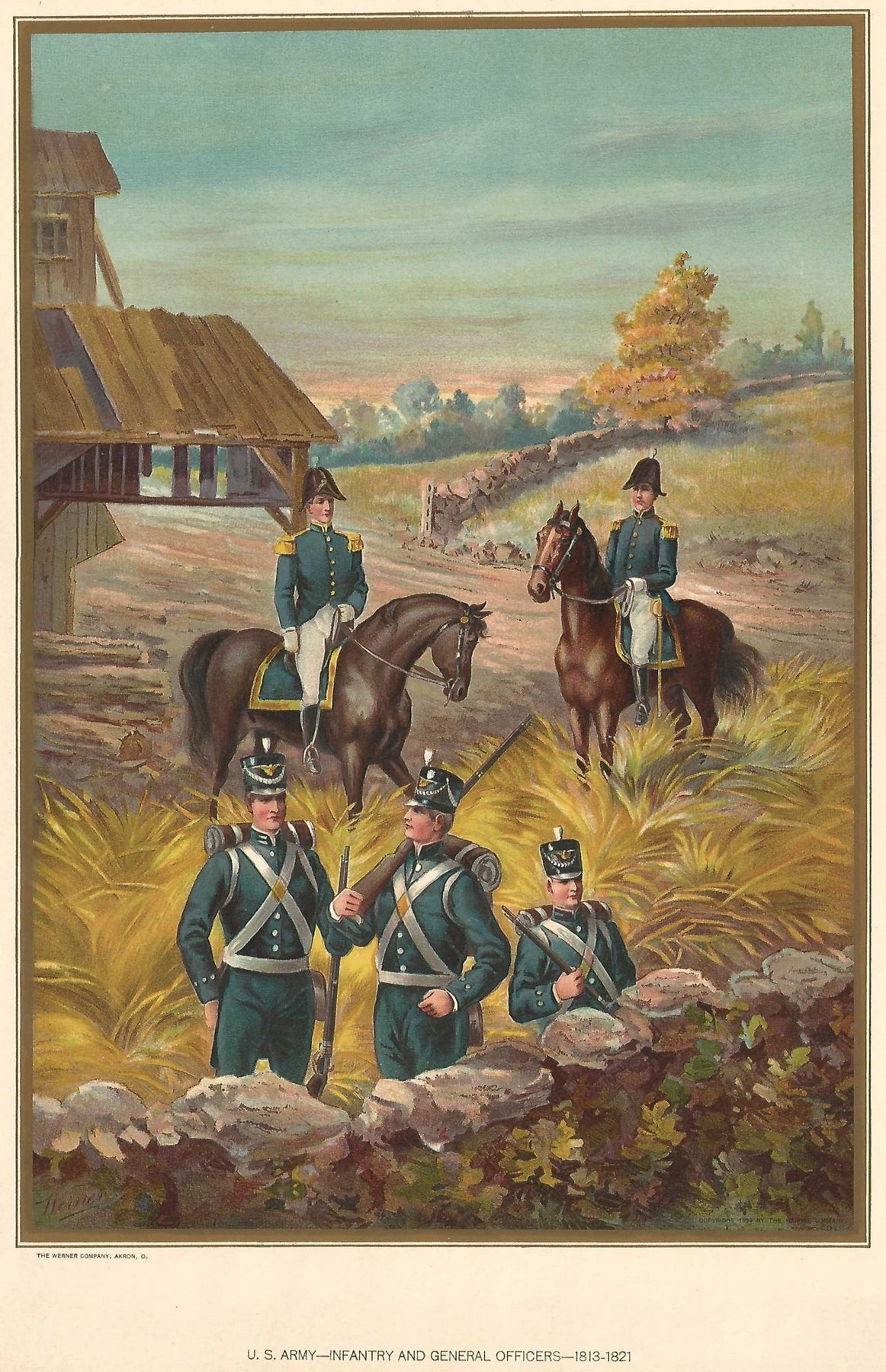 Infantry and General Officers United States Army 1813-1821 antique pri ...