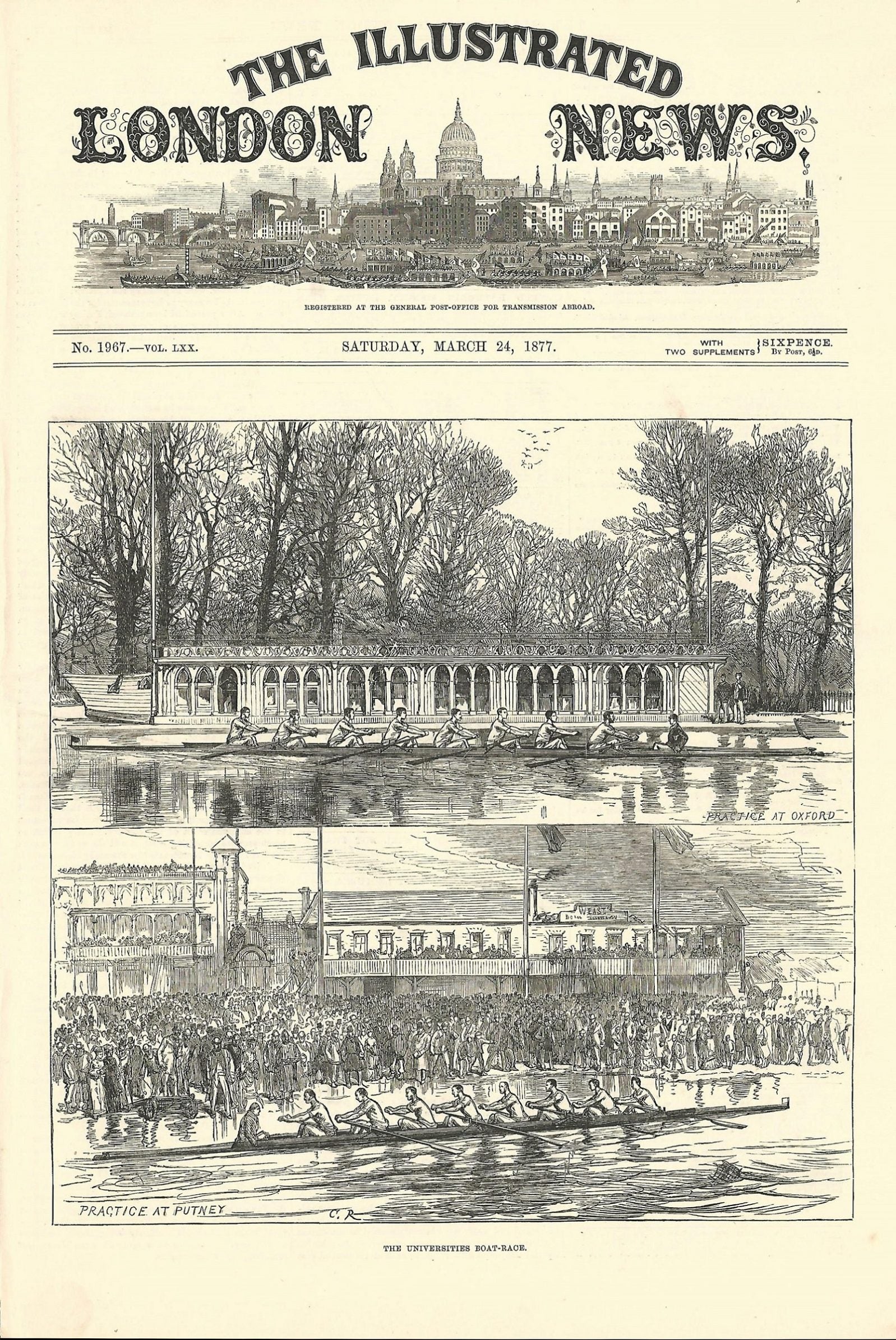 University Boat Race 1877 antique print dated March 1877 – Maps and ...