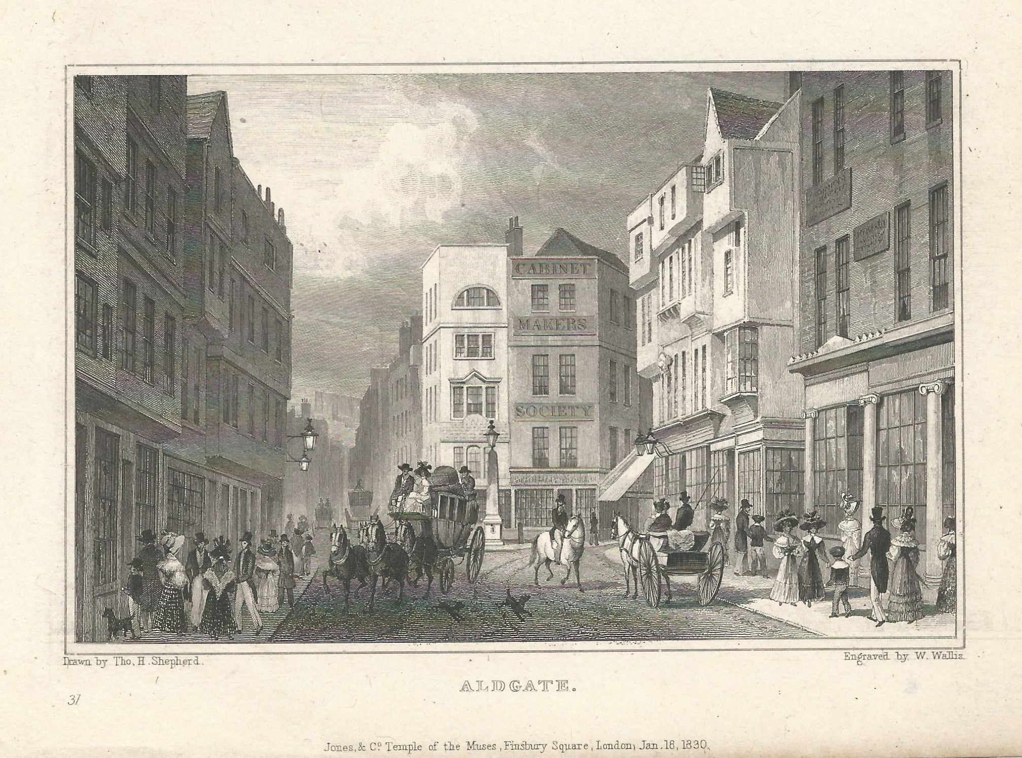 Aldgate East London antique print published 1830 – Maps and Antique Prints