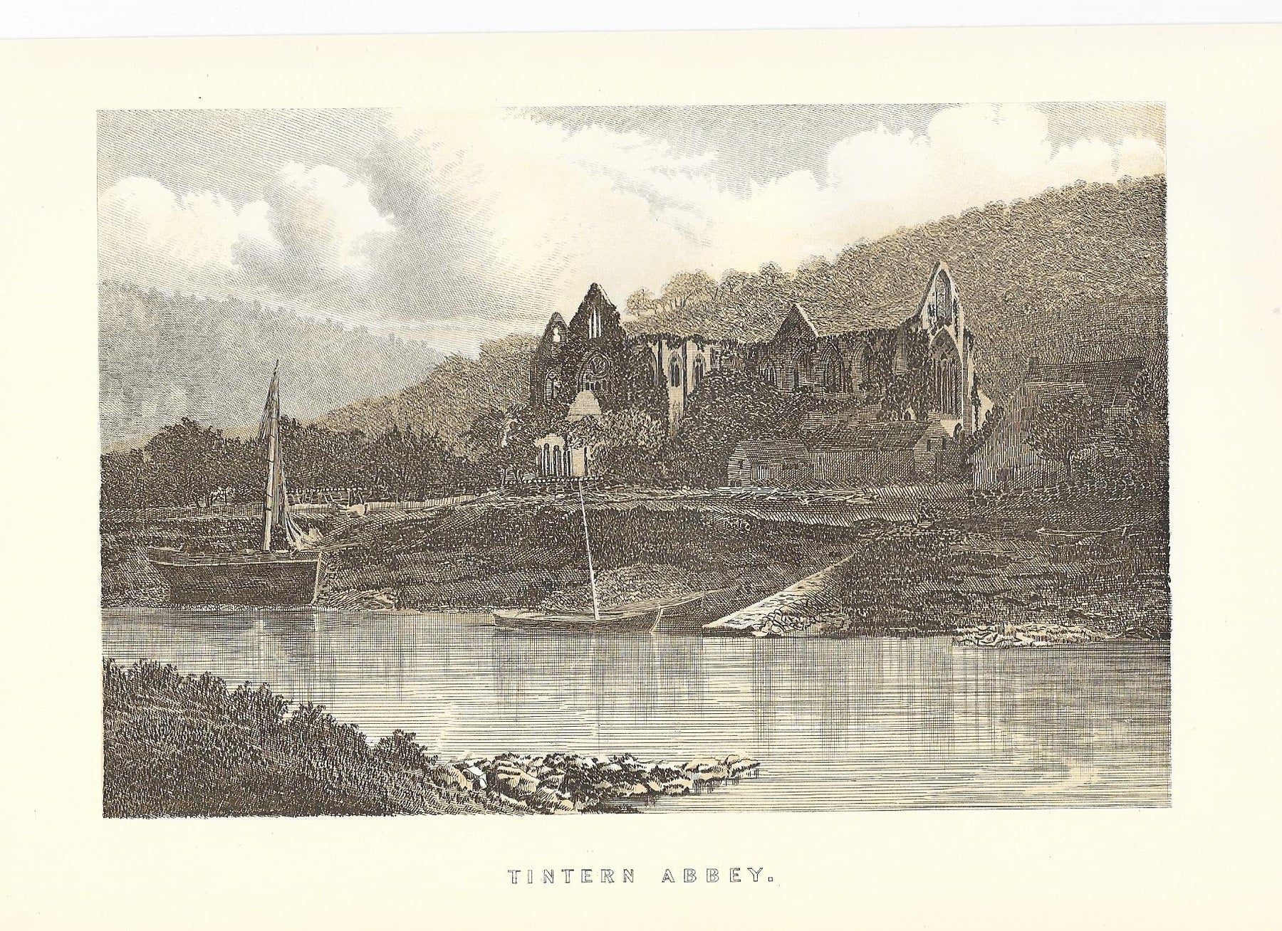 Tintern Abbey River Wye Wales antique print 1895 – Maps and Antique Prints