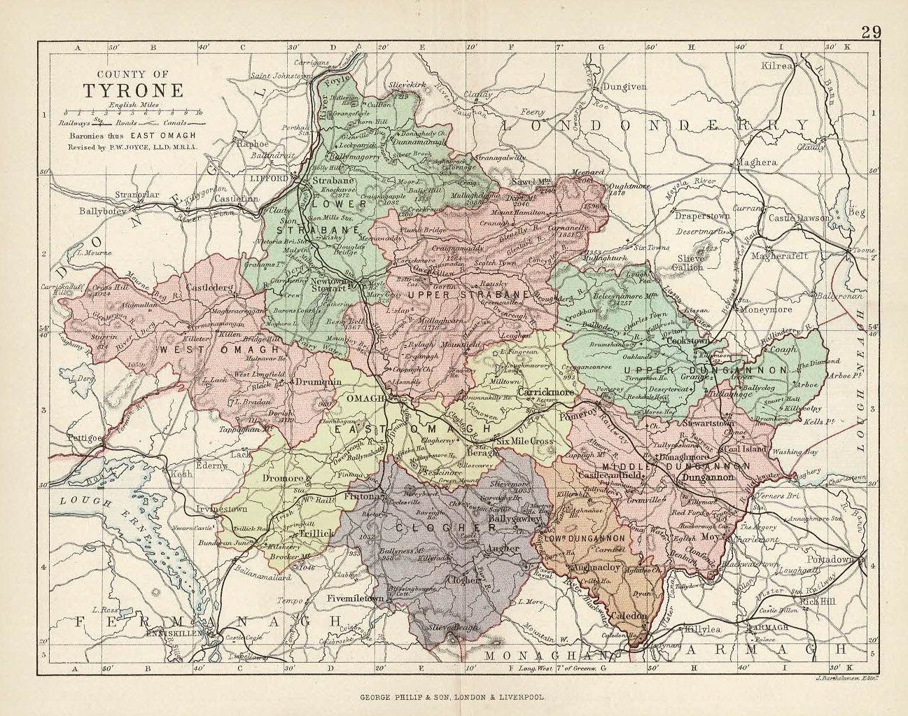 Tyrone Ireland antique map published 1882 – Maps and Antique Prints