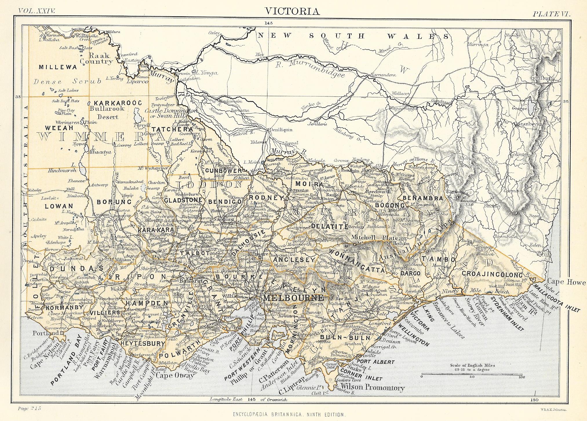 Victoria Australia Encyclopedia Britannica antique map 1889 – Maps and ...