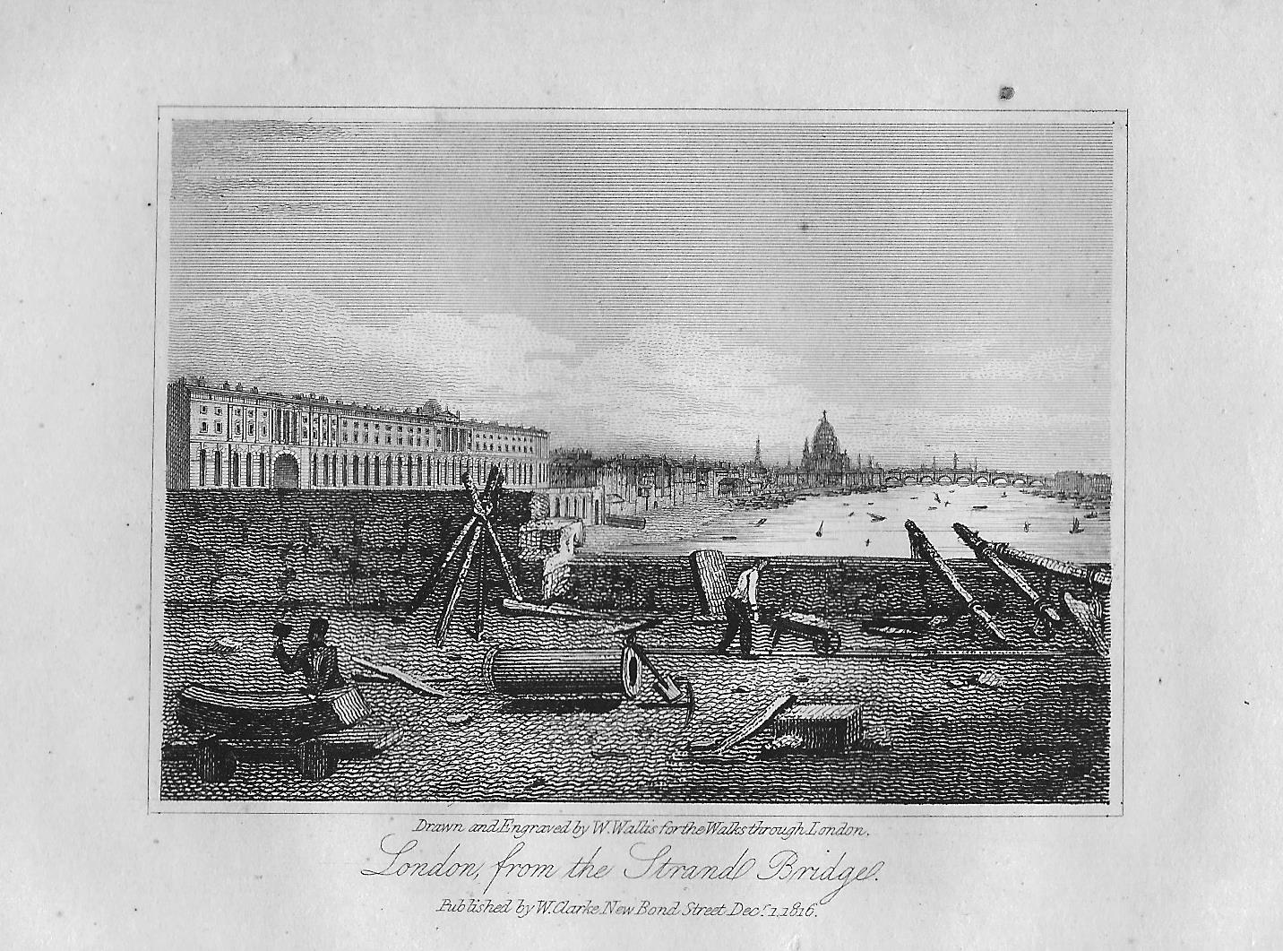 London from Waterloo Bridge (Strand Bridge) antique print 1817 – Maps ...