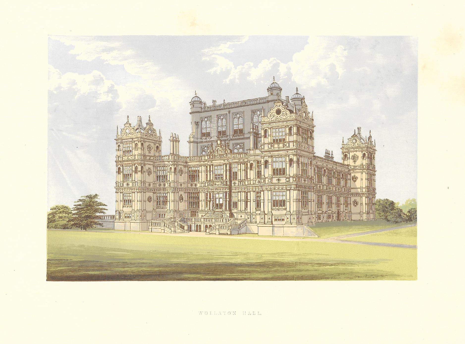 Wollaton Hall Nottinghamshire guaranteed antique print 1880 – Maps and ...