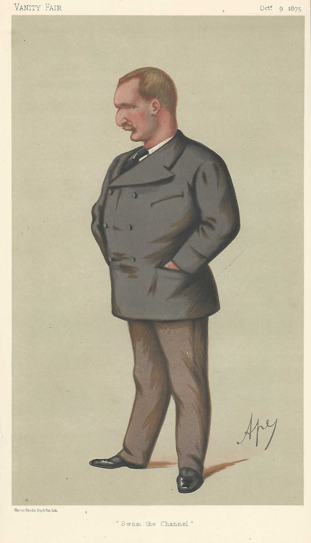 Captain Webb Channel Swimmer antique print 1875 – Maps and Antique Prints