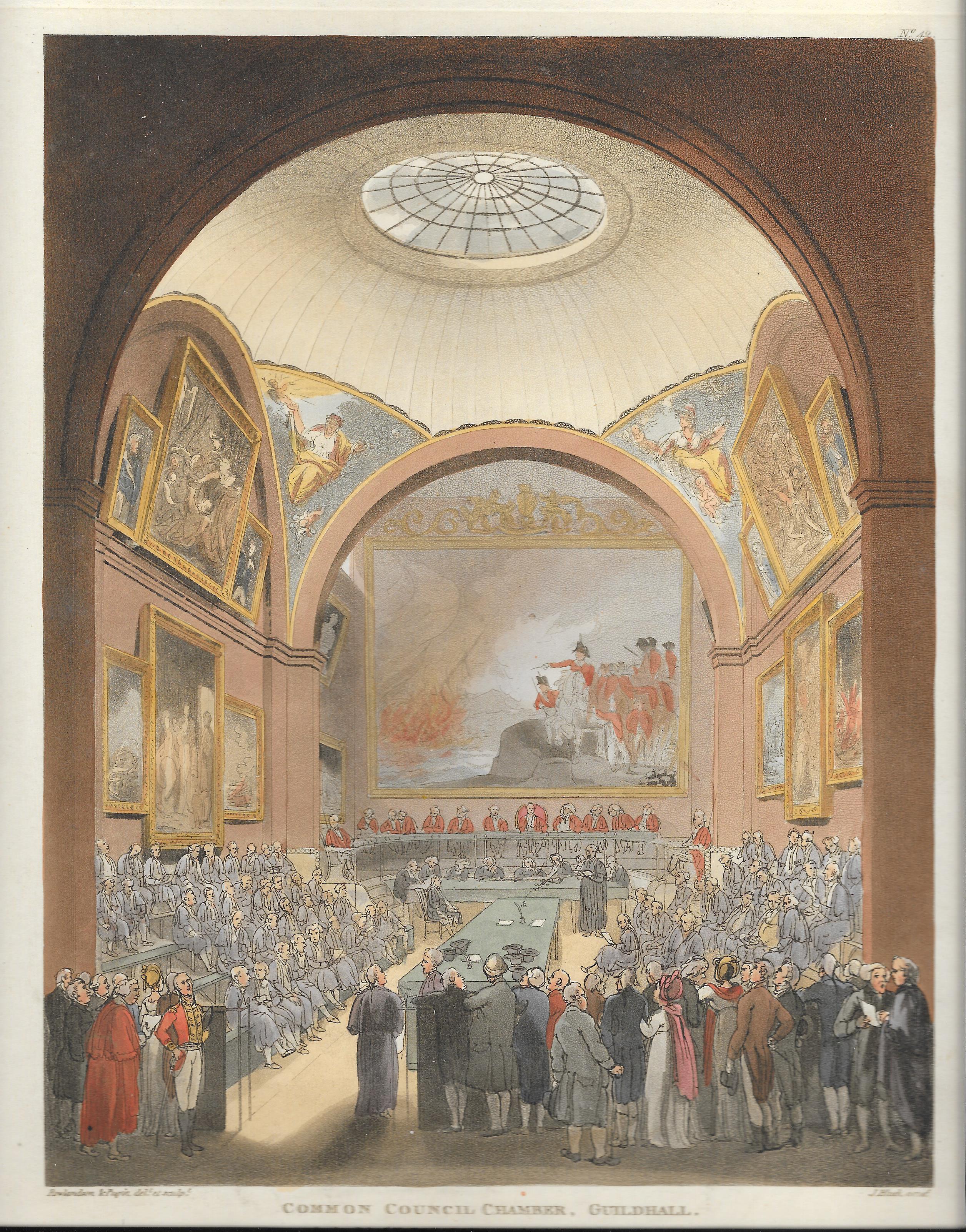Guildhall Common Council Chamber London antique print 1808. – Maps and ...
