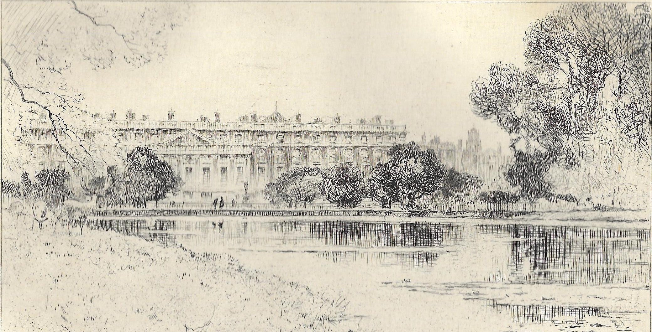 Hampton Court Palace Middlesex 1922 vintage etching by Percy Robertson ...