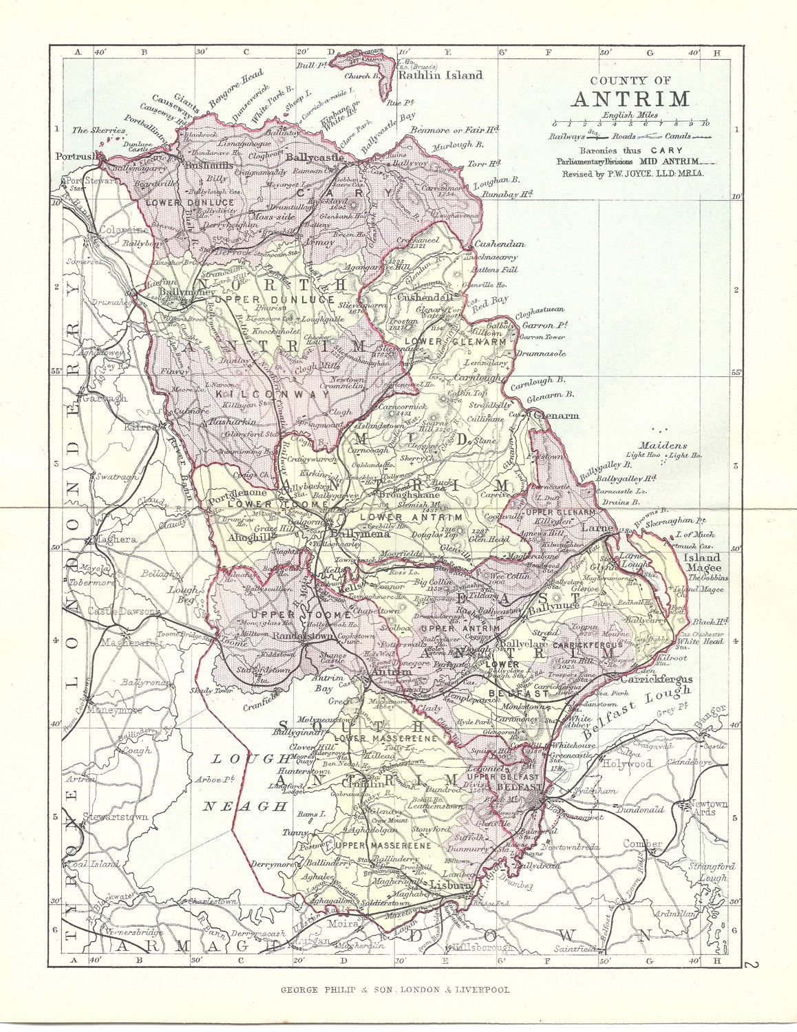 Antrim Ireland antique map 1890 – Maps and Antique Prints