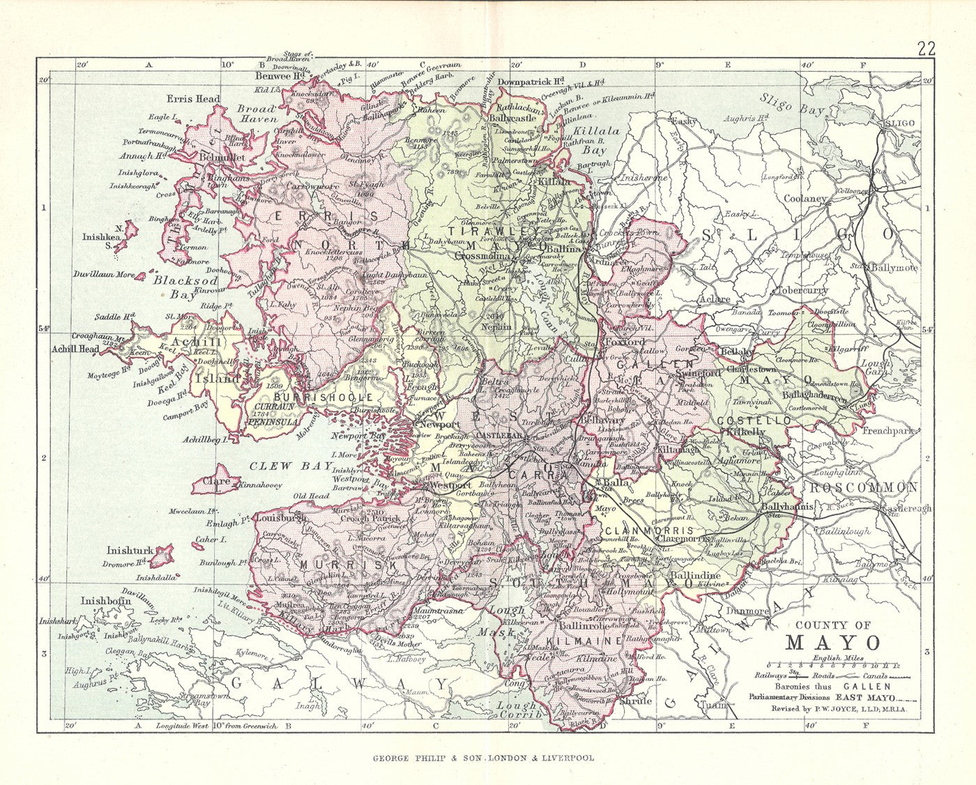 Mayo Ireland antique map 1890 – Maps and Antique Prints