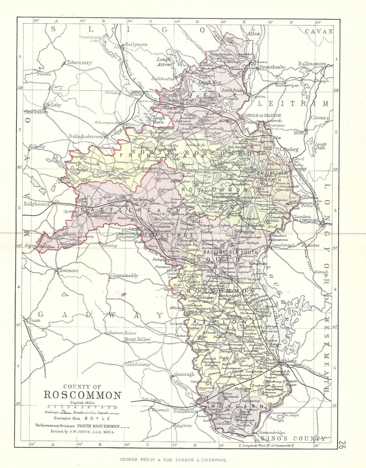 Roscommon Ireland antique map 1890 – Maps and Antique Prints