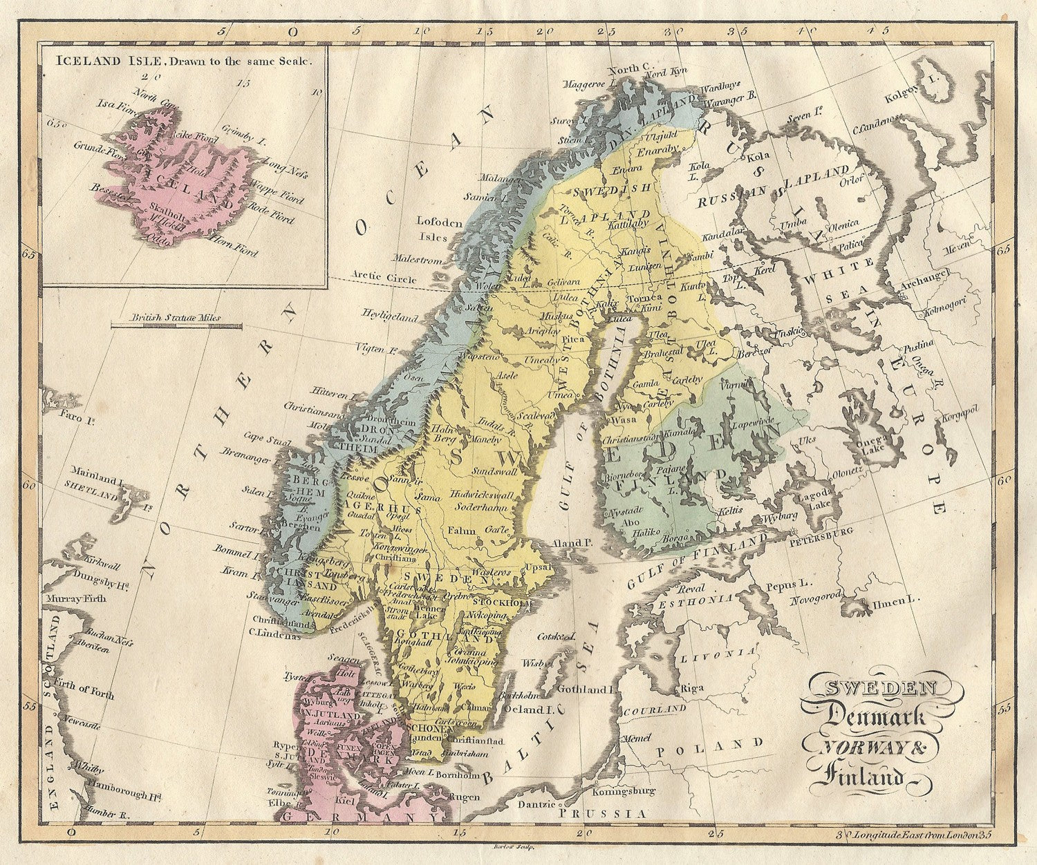 Sweden, Denmark, Norway & Finland antique map 1815 – Maps and Antique ...
