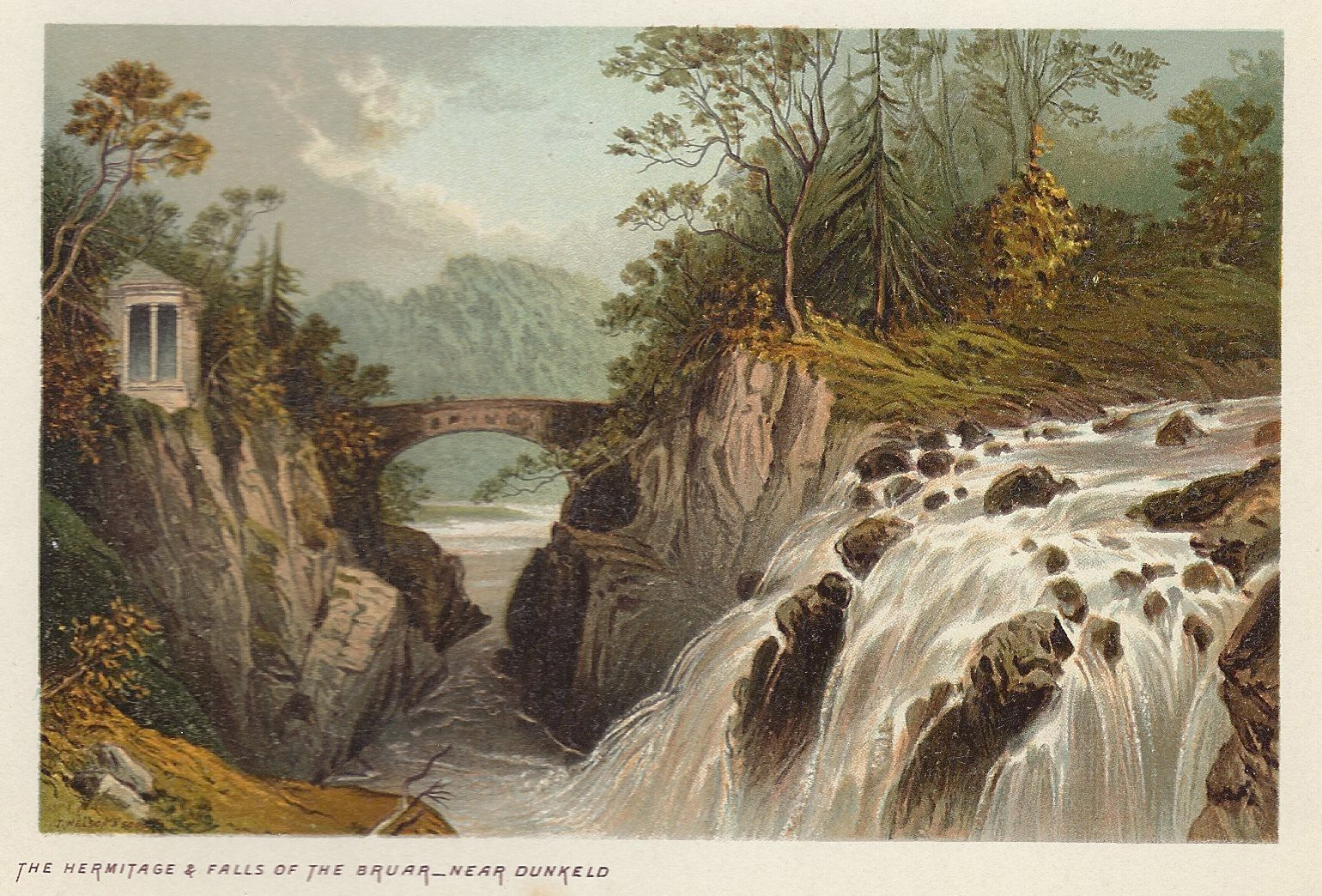 Dunkeld Hermitage Scotland antique print 1889 – Maps and Antique Prints
