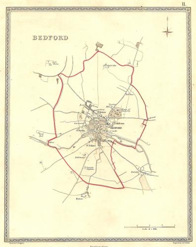 Bedford parliamentary boundaries antique map published 1835 – Maps and ...