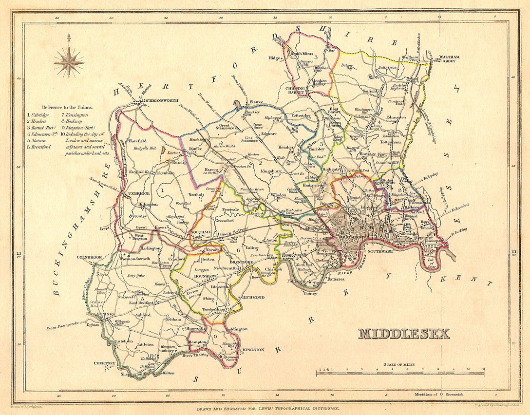 antique map of Middlesex – Maps and Antique Prints