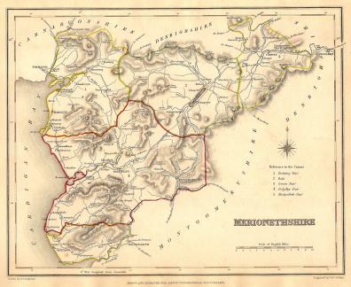 Merionethshire Wales antique map 1835 – Maps and Antique Prints
