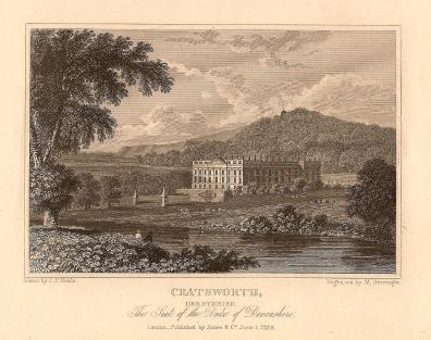 Chatsworth House Derbyshire antique print – Maps and Antique Prints