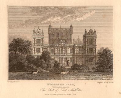 Wollaton Hall Nottinghamshire antique print 1847 – Maps and Antique Prints